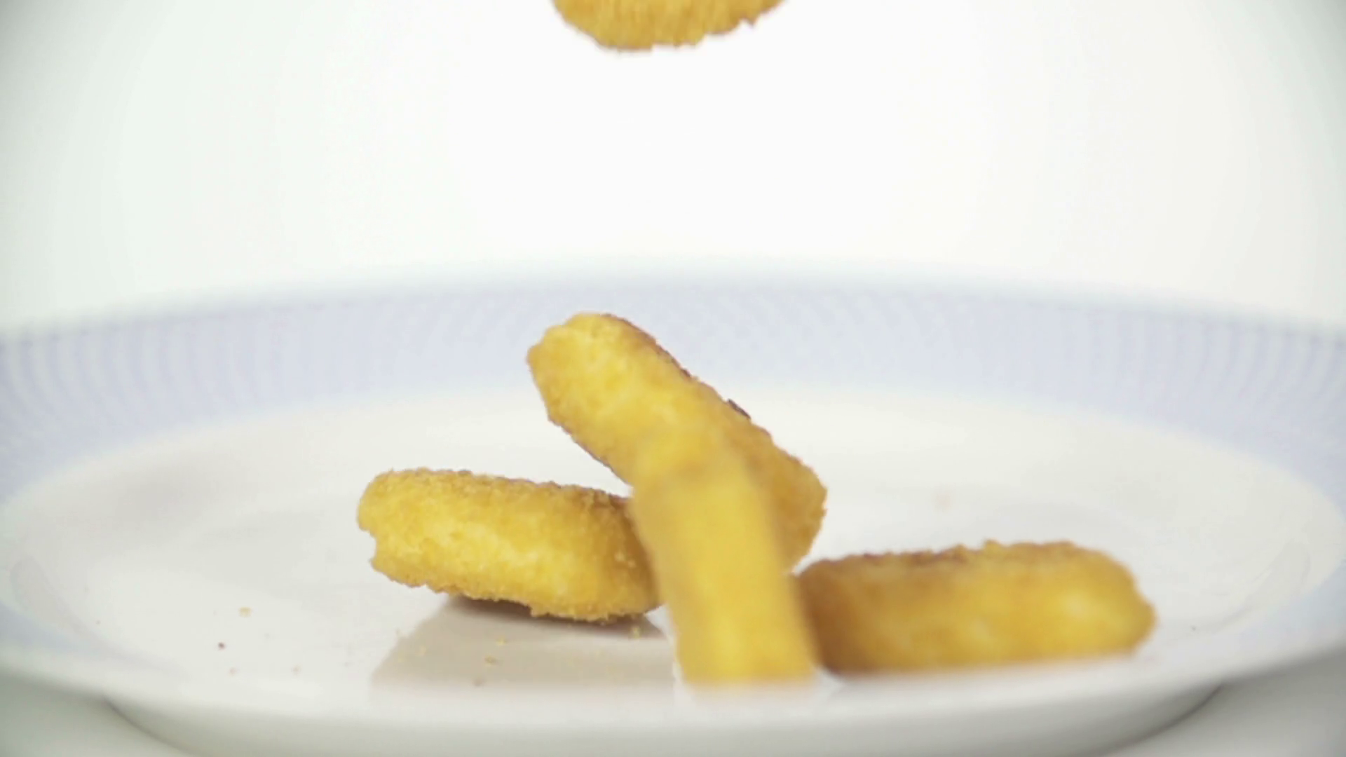 Roasted Chicken Nuggets Falling On White Stock Footage SBV-338915109 ...