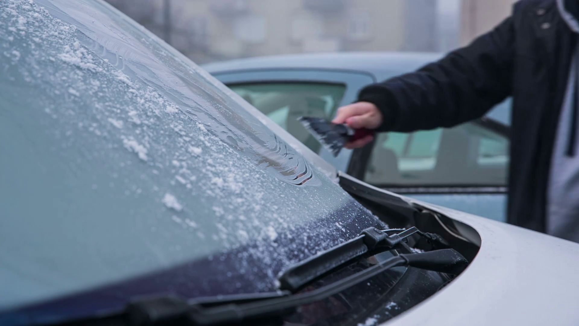 Scratching Ice From Windshield Close Up Stock Footage SBV-315988146 ...
