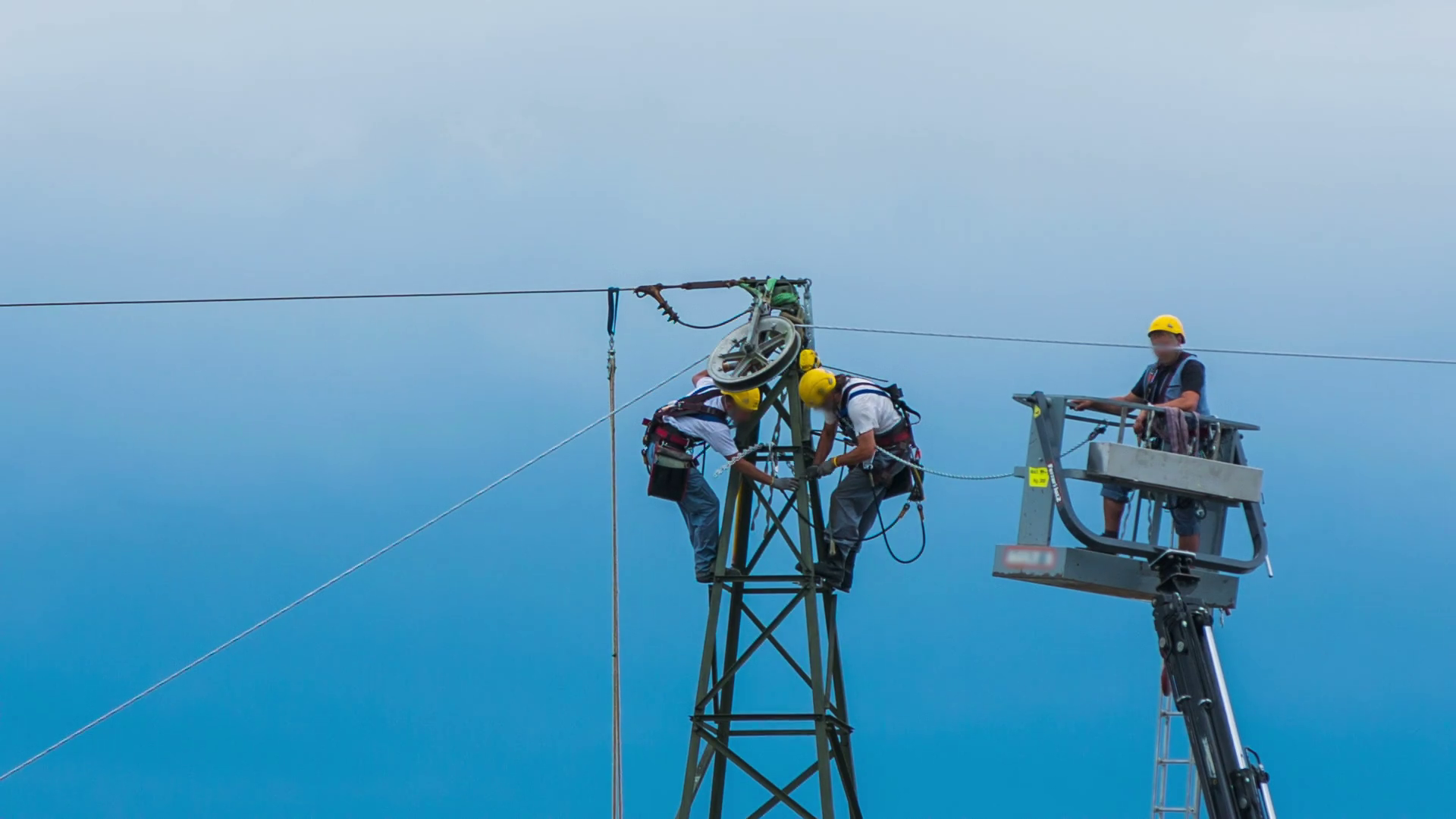 Team Working To Fix Power Lines Storm Stock Footage SBV-316082249 ...