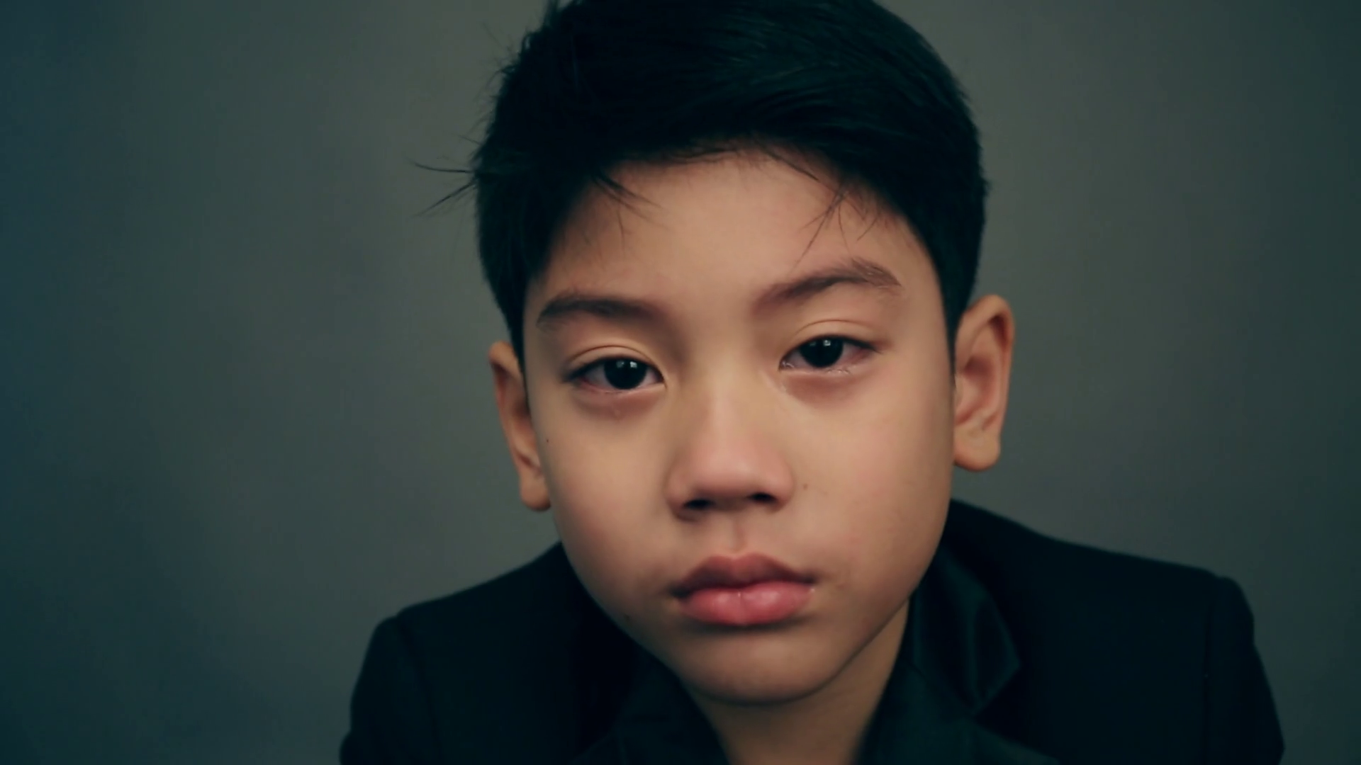 Portrait Of Asian Child Crying Angry On Gray Stock Footage SBV ...