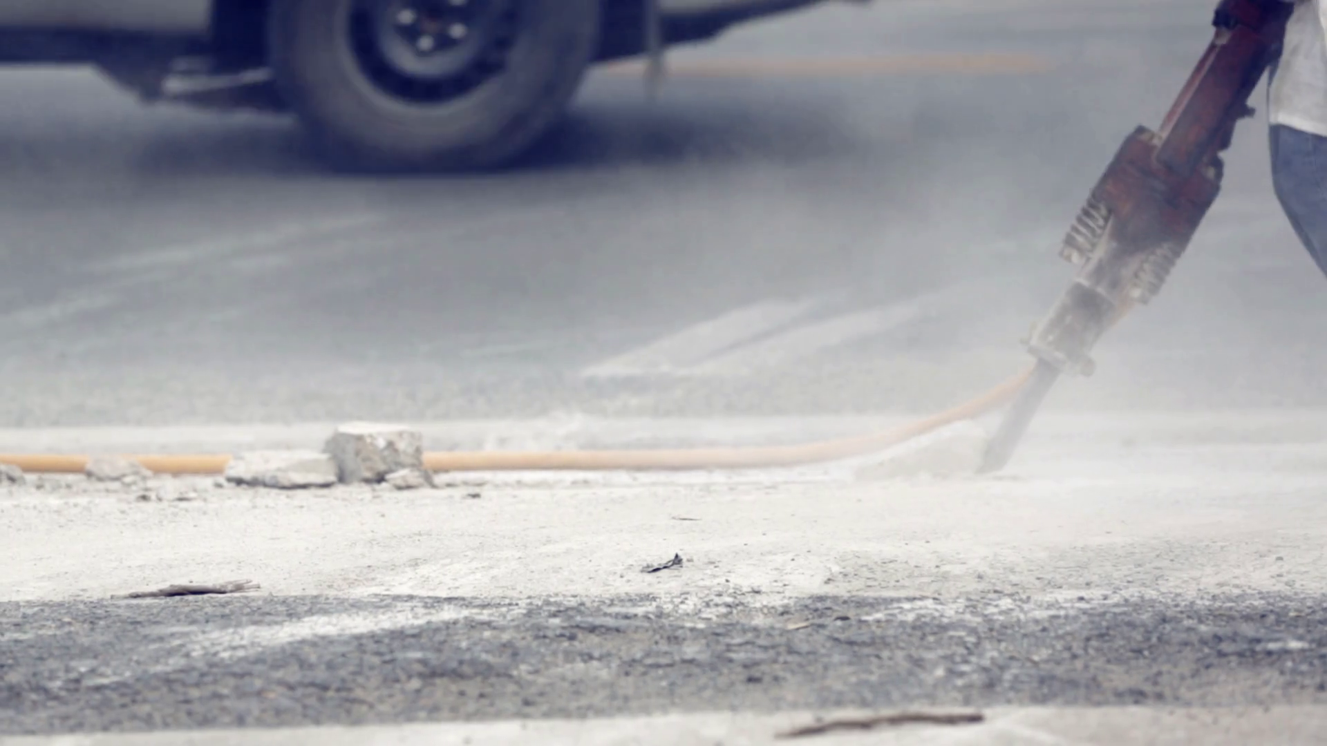 Worker Drilling Concrete With Compressor On Stock Footage SBV-301358272 ...