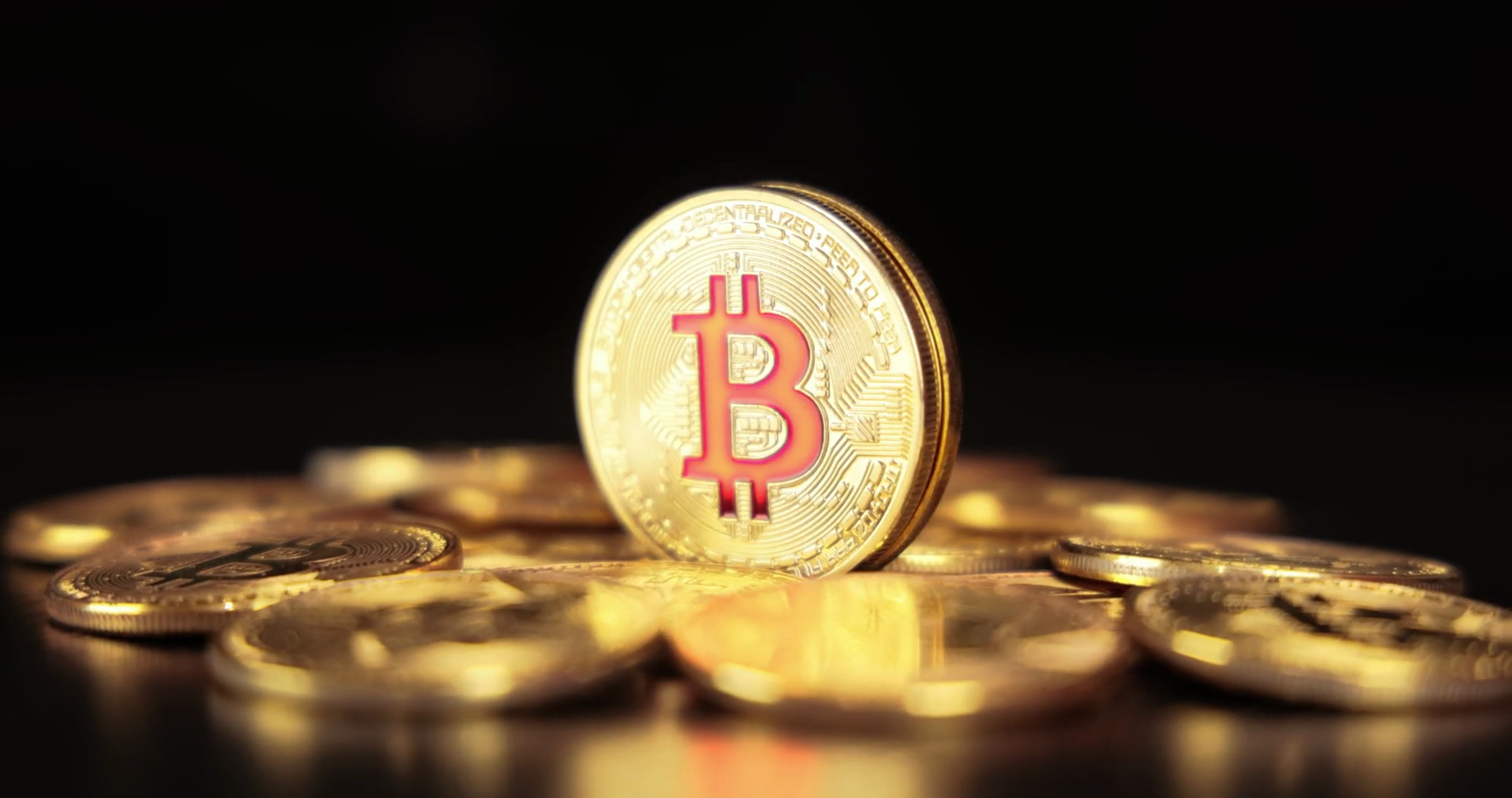 Gold Bit Coin Btc Cryptocurrency Coins On Stock Footage SBV-349056074 ...