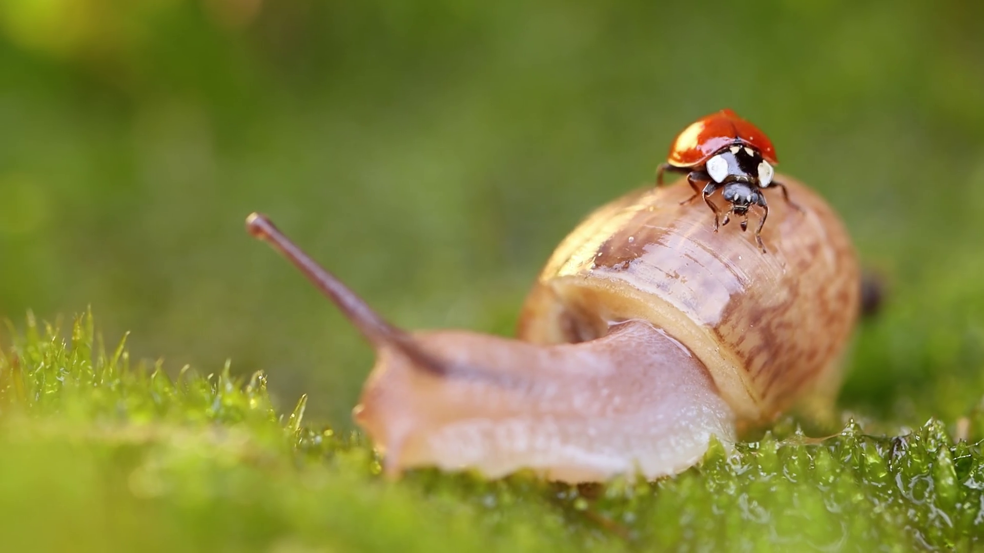 Close-up Wildlife Of Snail Ladybug In Sunset Stock Footage SBV ...