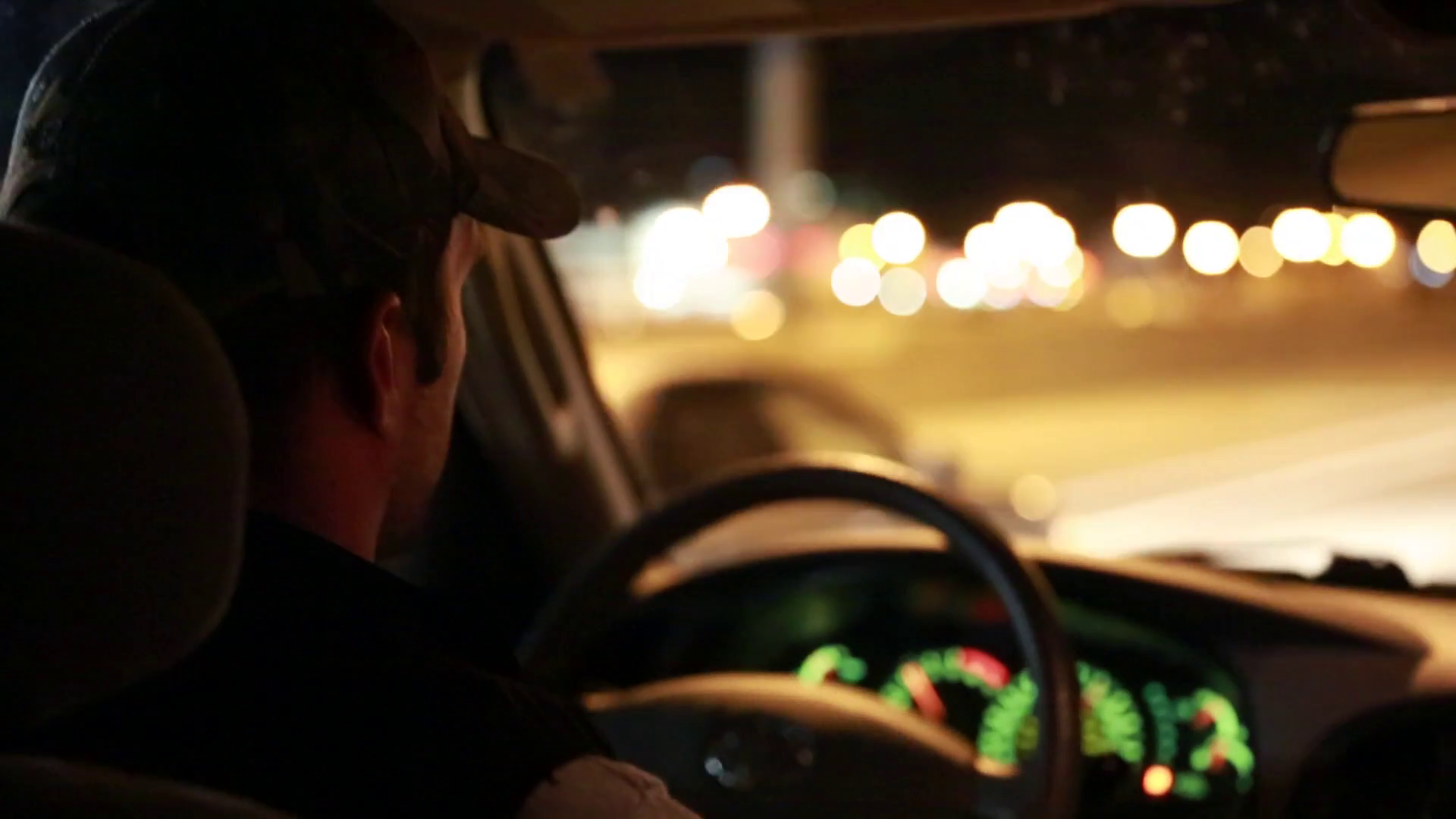 A Man Driving At Night Down Highway Stock Footage SBV-301021660 ...