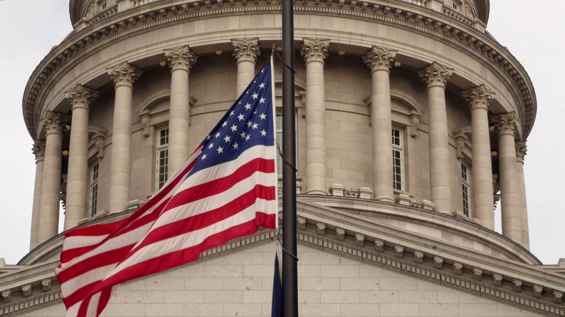 A static shot of Flag at Utah State Capitol Building Stock Video ...