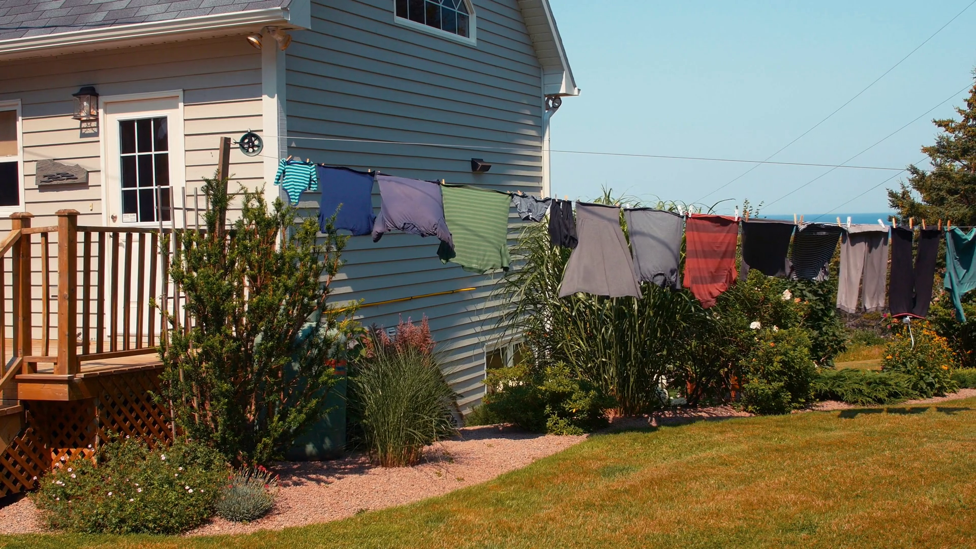 Clothes Drying On Line Blowing In Wind Stock Footage SBV-303279319 ...