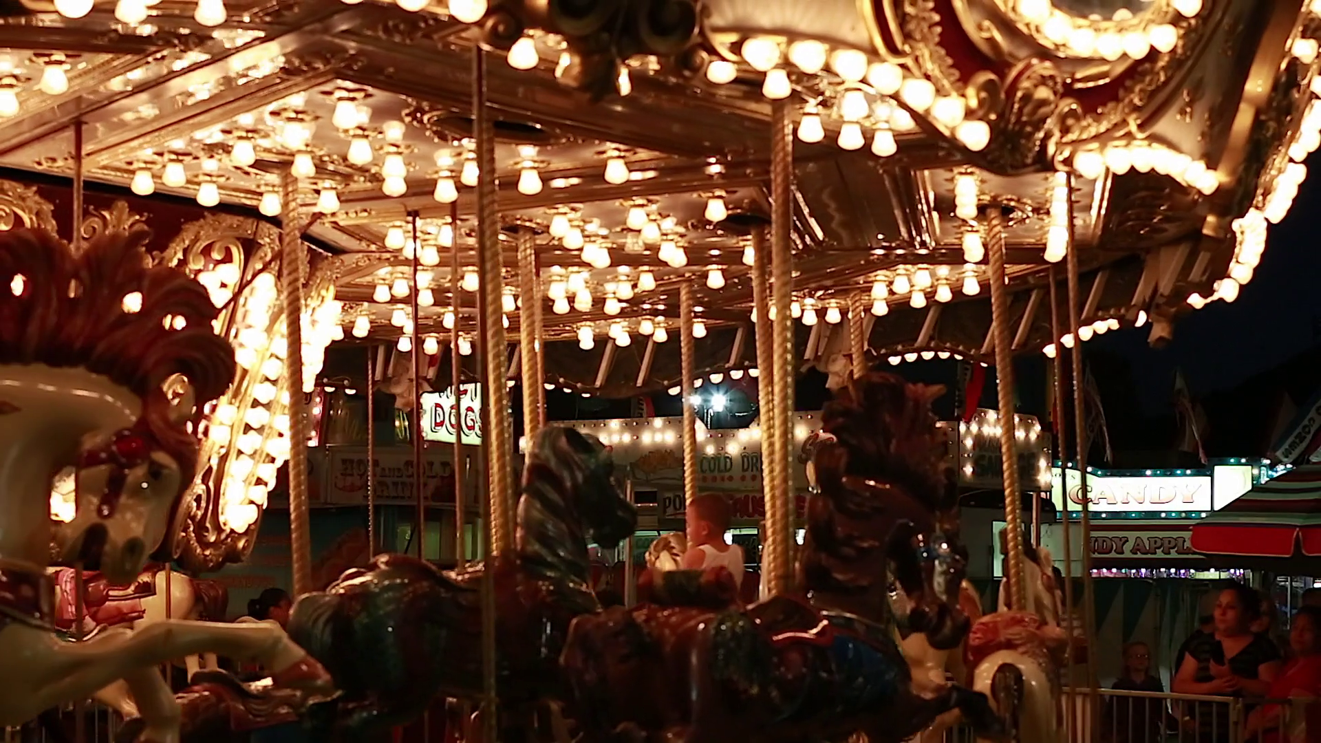 Kids On Merry Go Round At Night Time Stock Footage SBV-301035492 ...