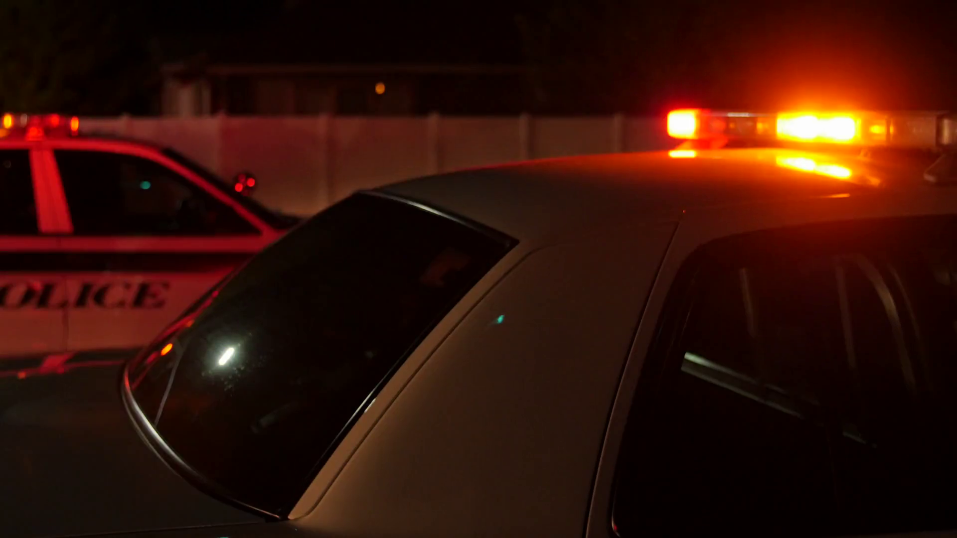 Two Police Cars At Night Block Off Accident Stock Footage SBV-301535930 ...