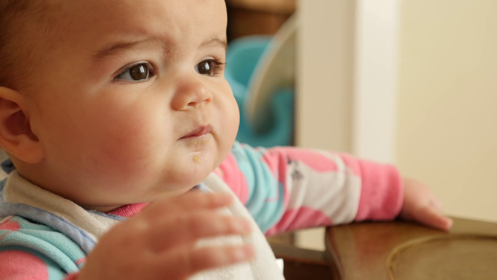 A Sweet Baby Eating In High Chair Stock Footage SBV-337703851 - Storyblocks
