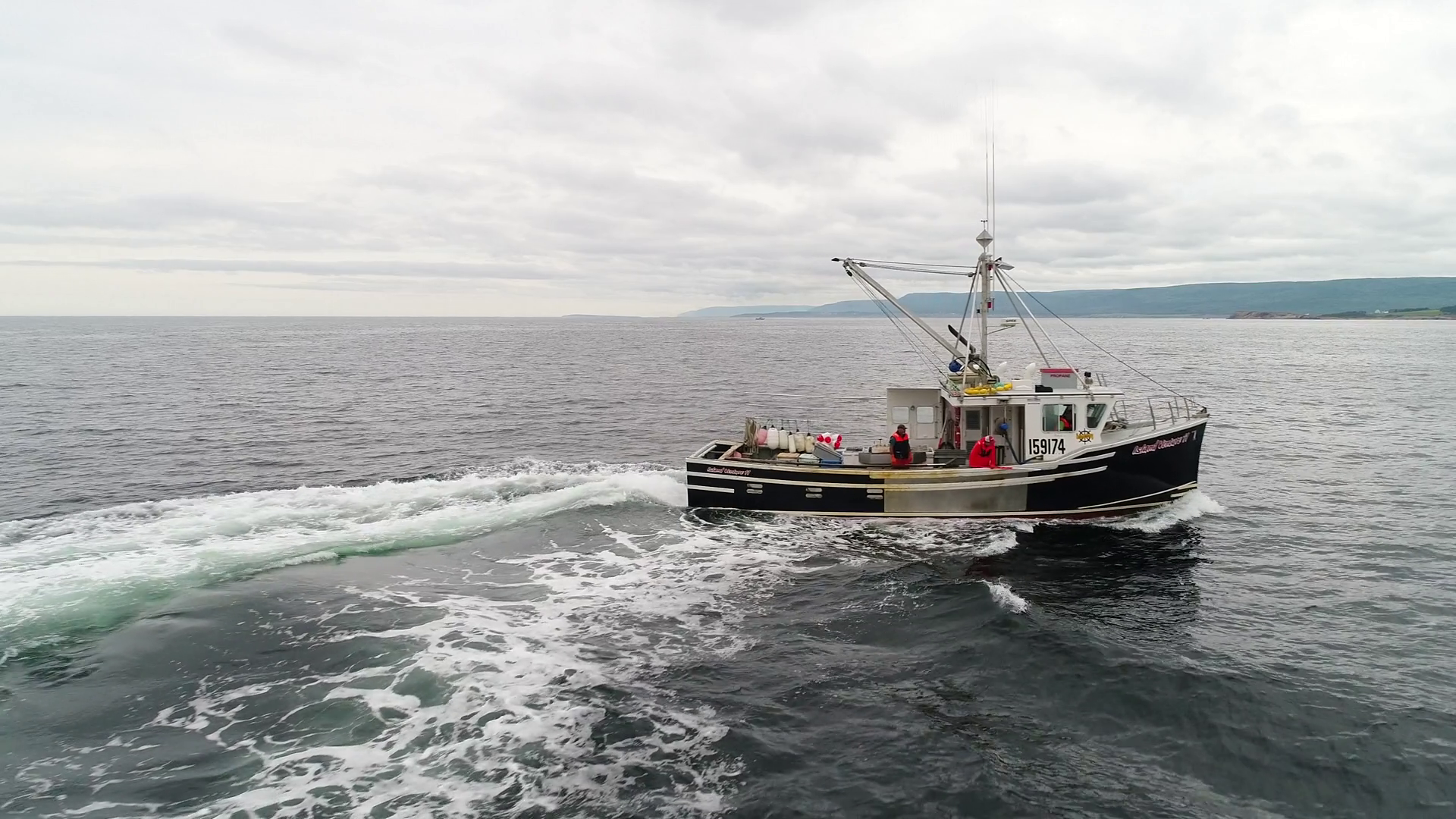 Aerial Shot Of Commercial Ocean Fishing Boat Stock Footage SBV ...