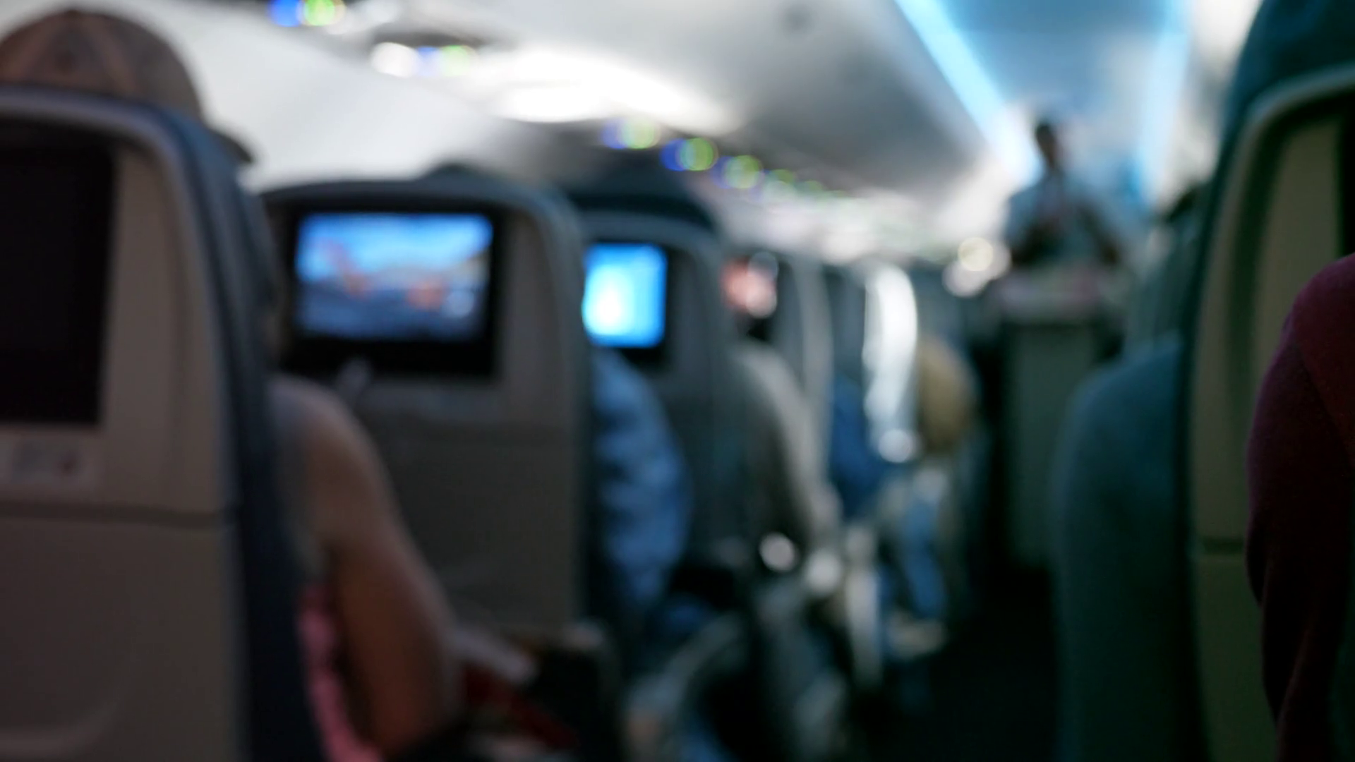 People Ride On Bumpy Airplane Out Of Focus Stock Footage SBV-315795577 ...