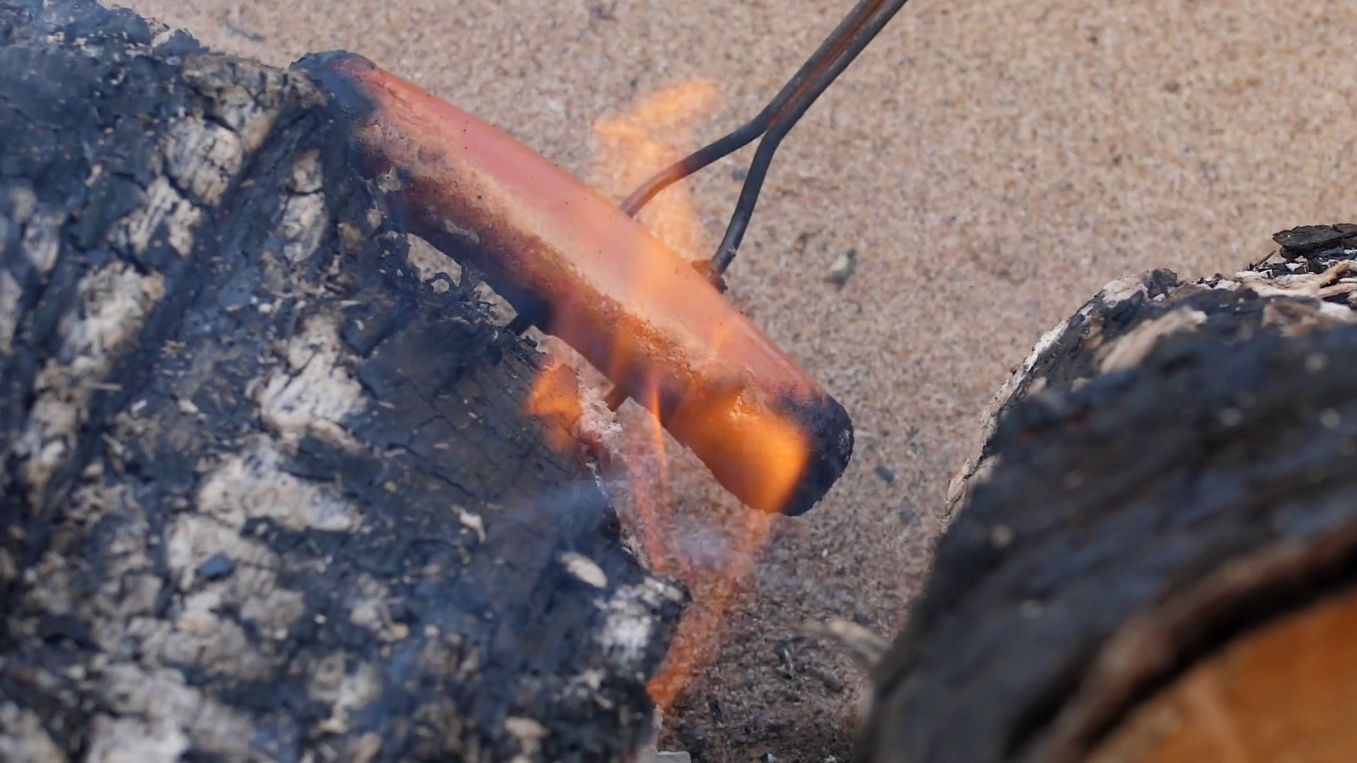 Slow Motion Of Grilling Hot Dog Over Fire Stock Footage SBV-325705723 ...