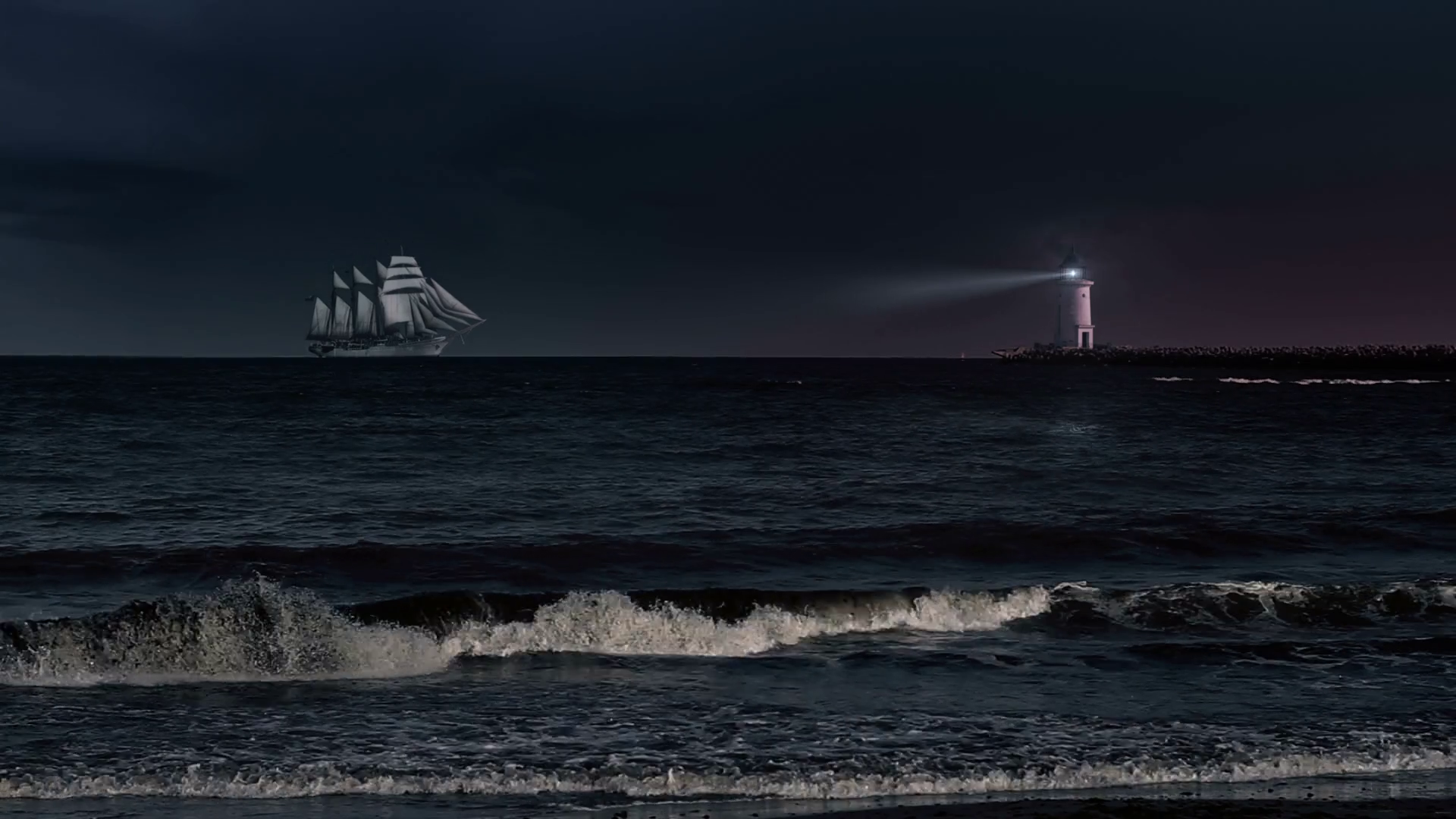 Lighthouse At Night With Rotating Beam Stock Footage SBV-300914280 ...