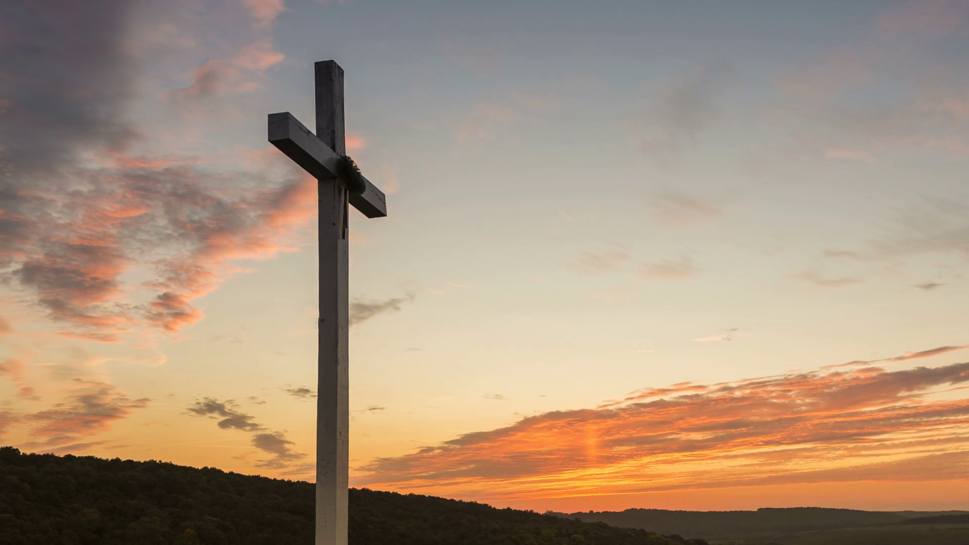 Cross On Hill At Sunset - Zoom Out Stock Footage SBV-318802214 ...