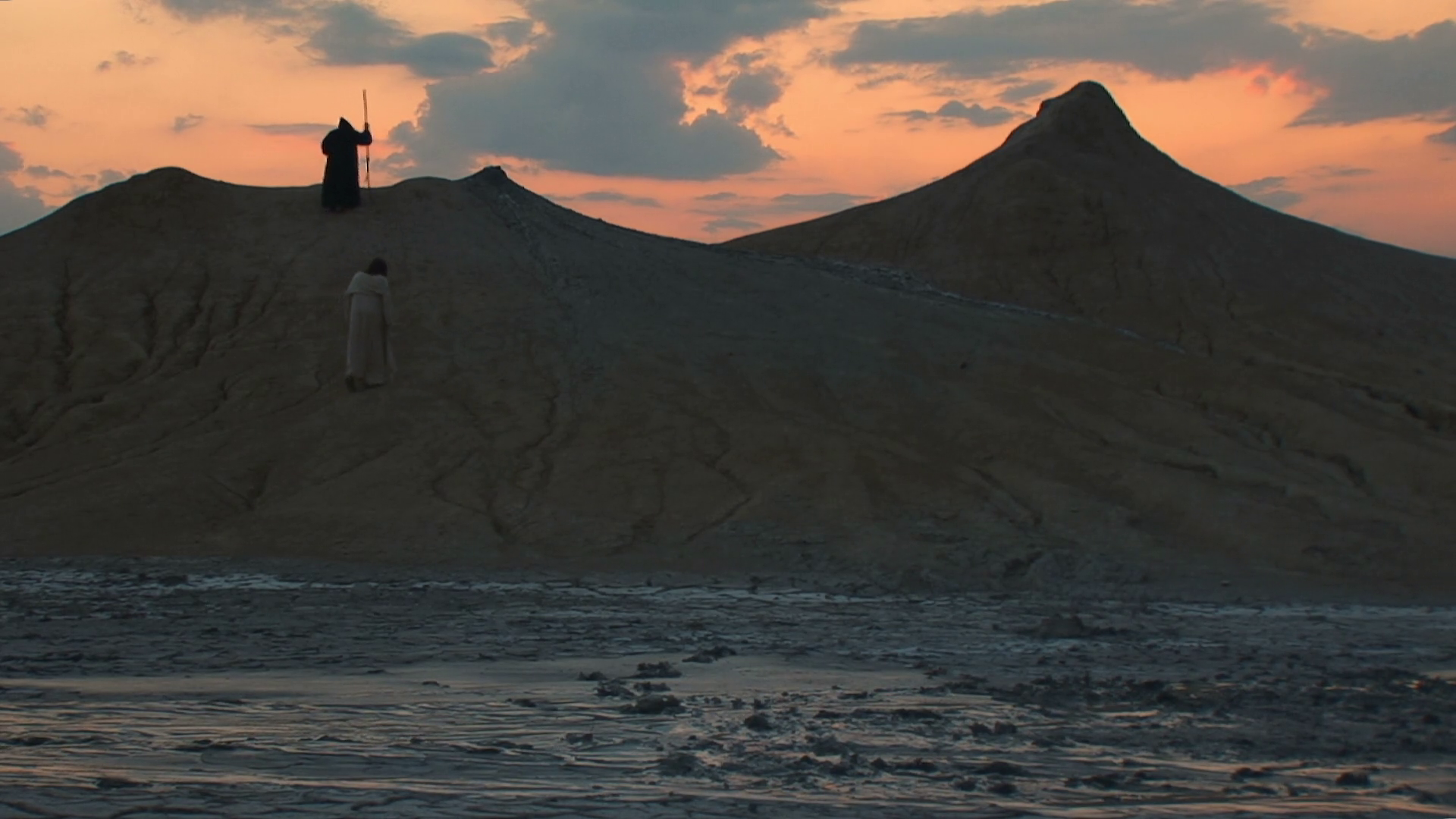 Jesus and Satan on the Mount - Establishing Shot Stock Video Footage ...