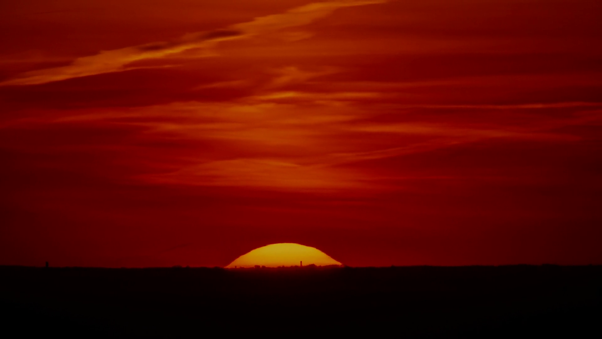 Long Shot of beautiful orange sunrise sky with complete sun Stock Video ...