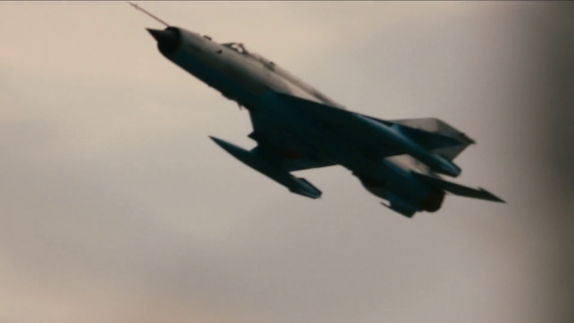 MIG 21 - view thorough blurred wire fence Stock Video Footage - Storyblocks