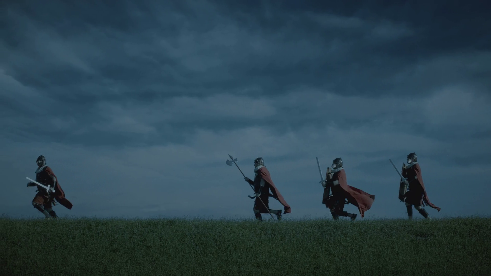 Roman Soldiers Running At Night On Defense Stock Footage SBV-347808585 ...