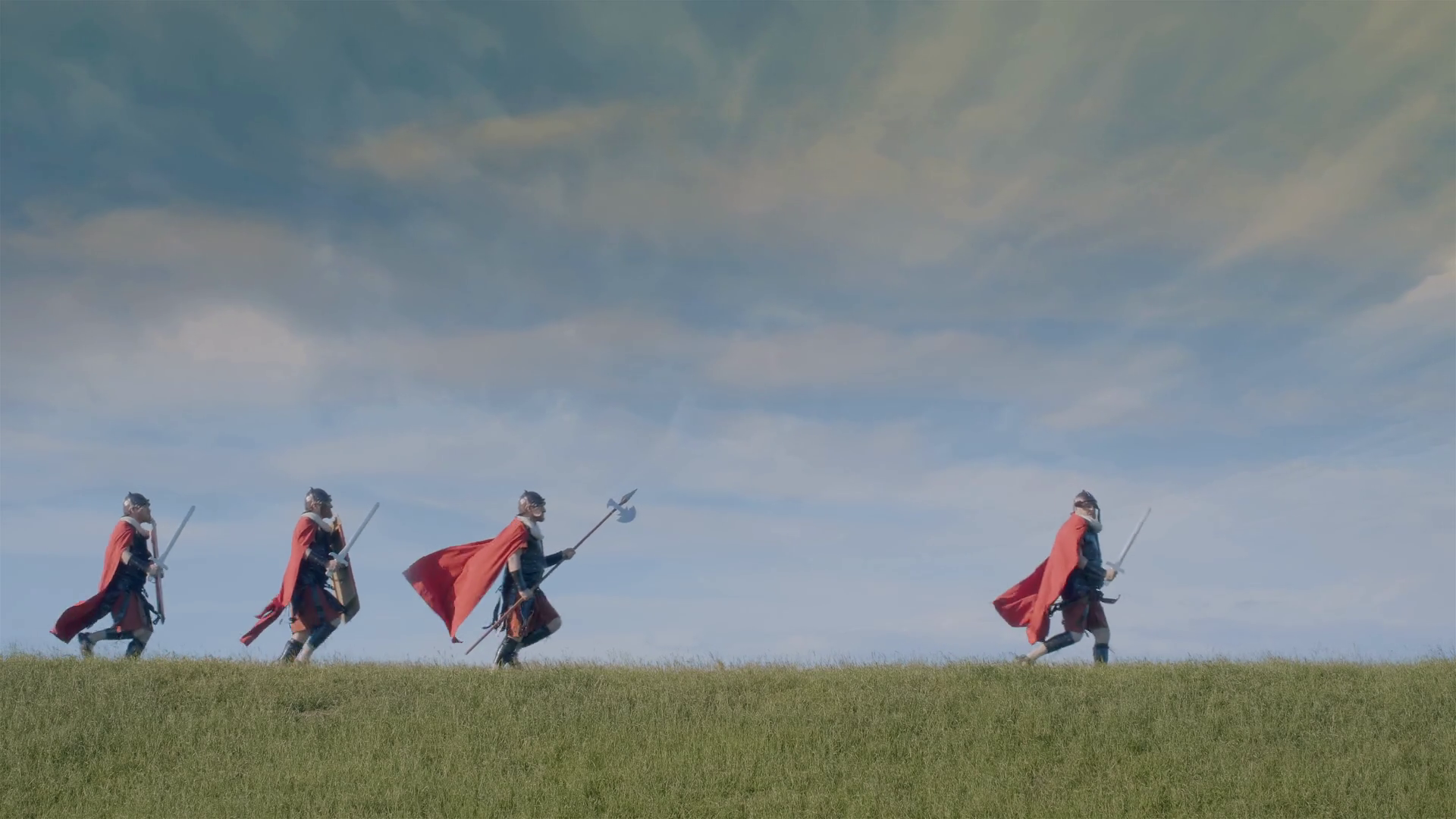 Roman Soldiers Running On Defense Pier In Stock Footage SBV-347808592 ...