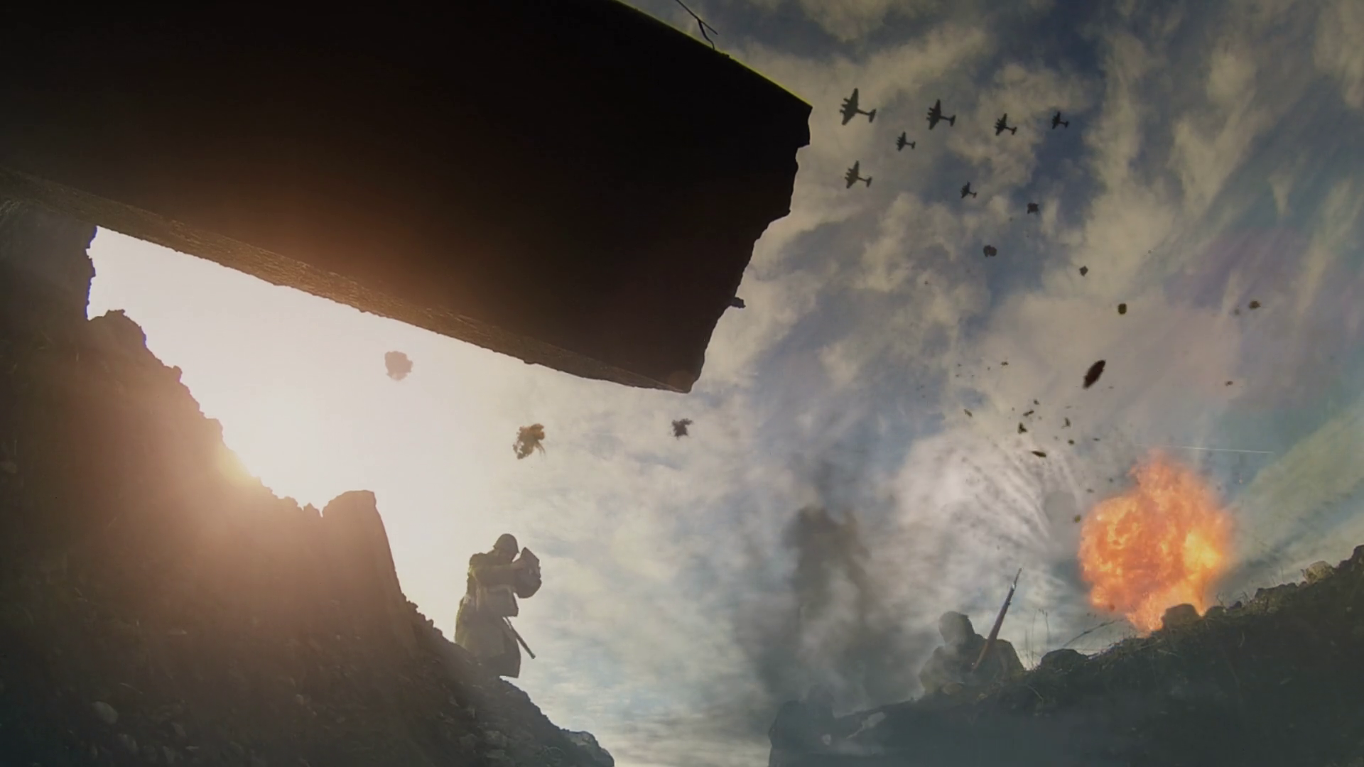 Soldier fall under the aerial bombs during World War II Stock Video ...