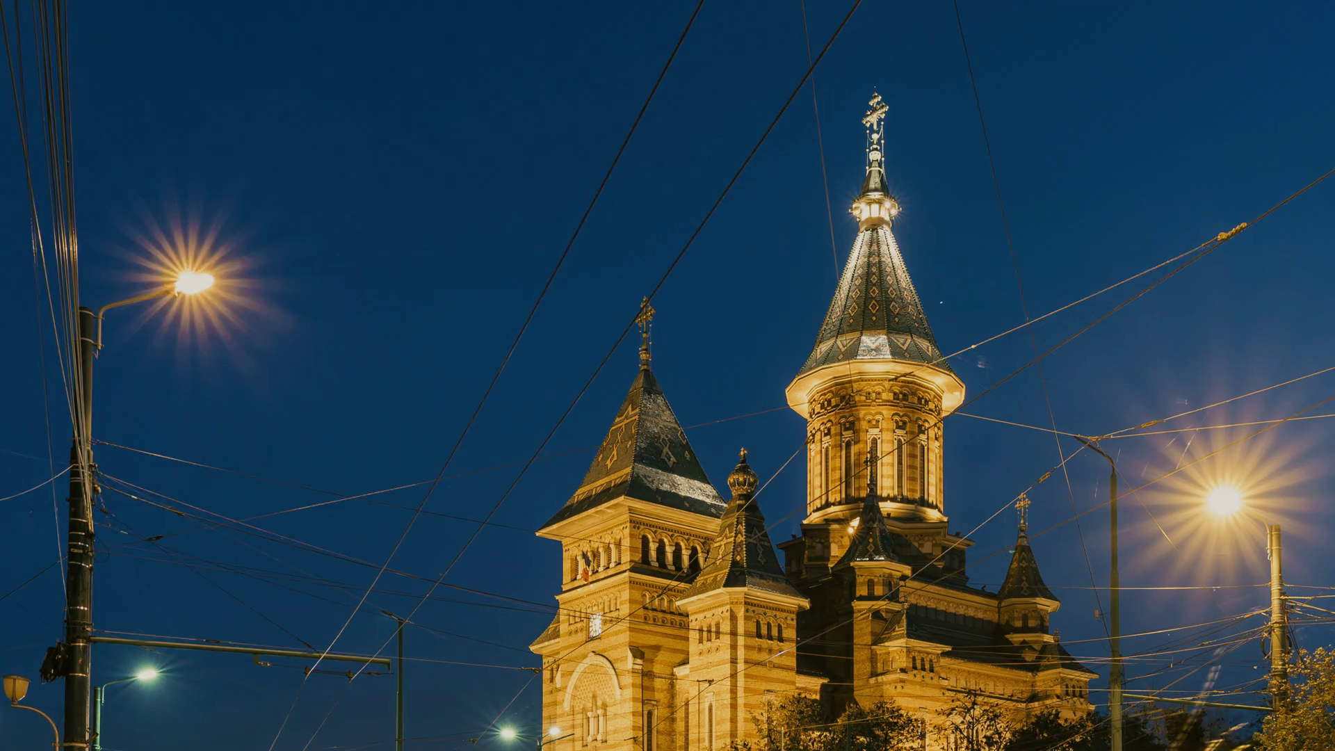 Timisoara At Night - Metropolitan Cathedral Stock Footage SBV-347060557 ...