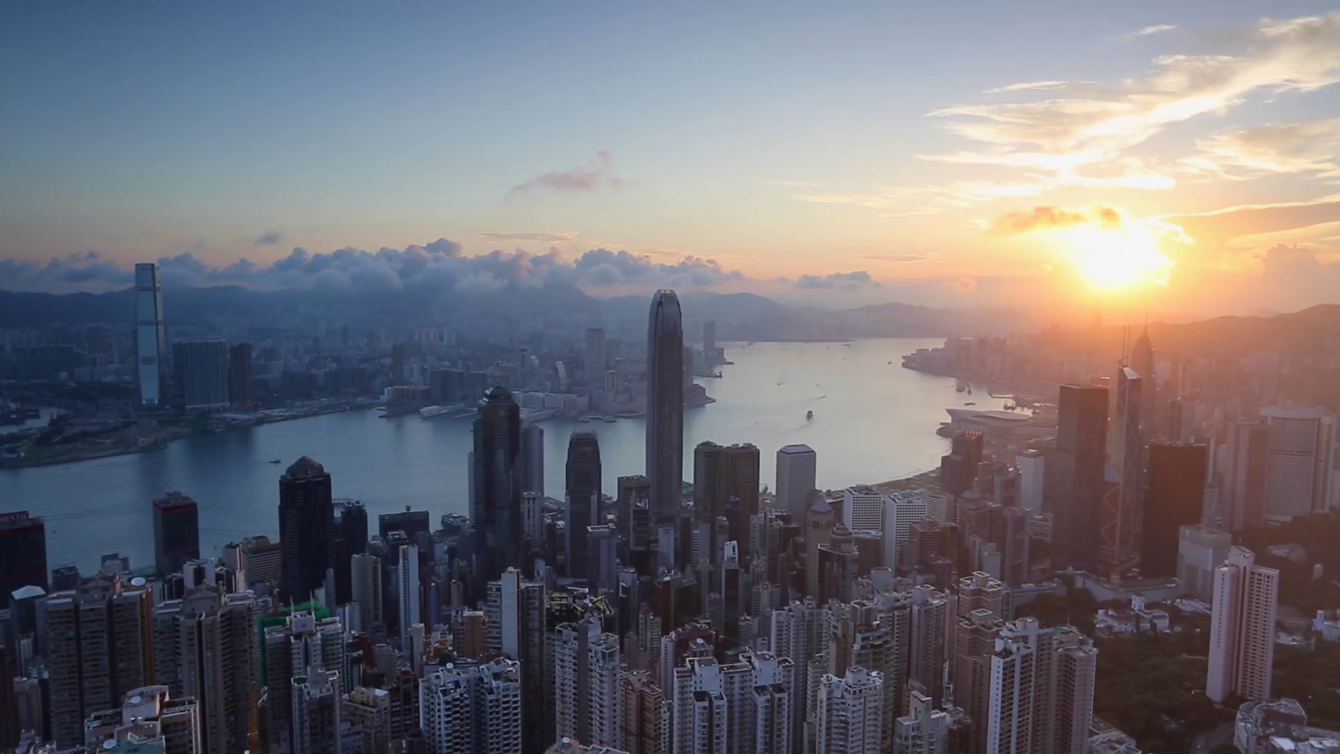 View Of Hong Kong Skyline At Dawn Hong Kong Stock Footage SBV-311107888 ...