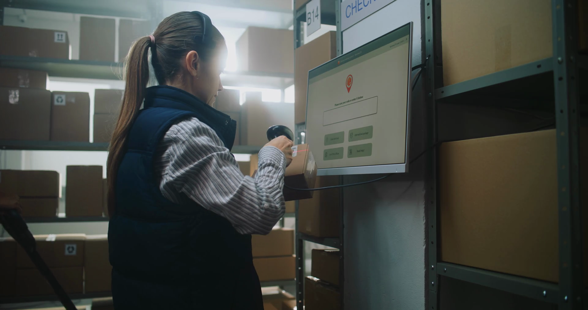 Female Parcel Processing Specialist Scans Stock Footage SBV-351731152 ...