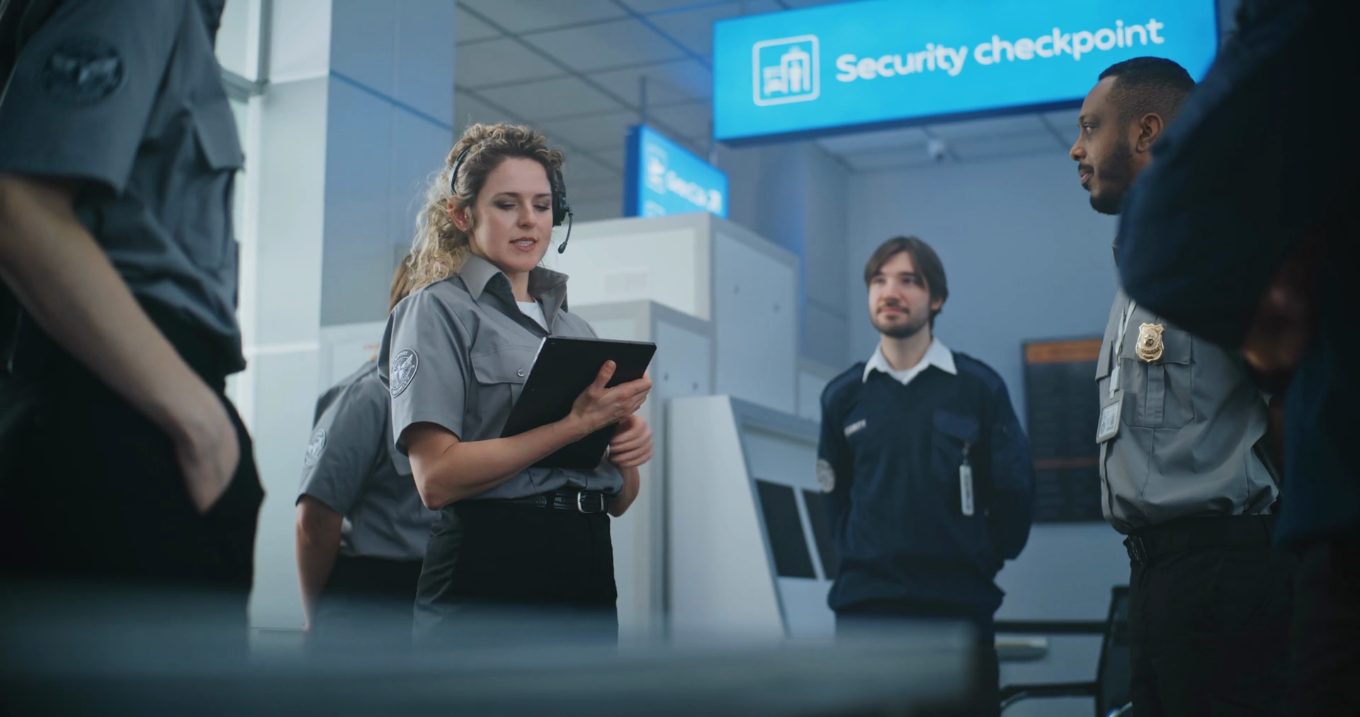 Airport Staff Briefing: Female Tsa Officer Stock Footage SBV-351876972 ...