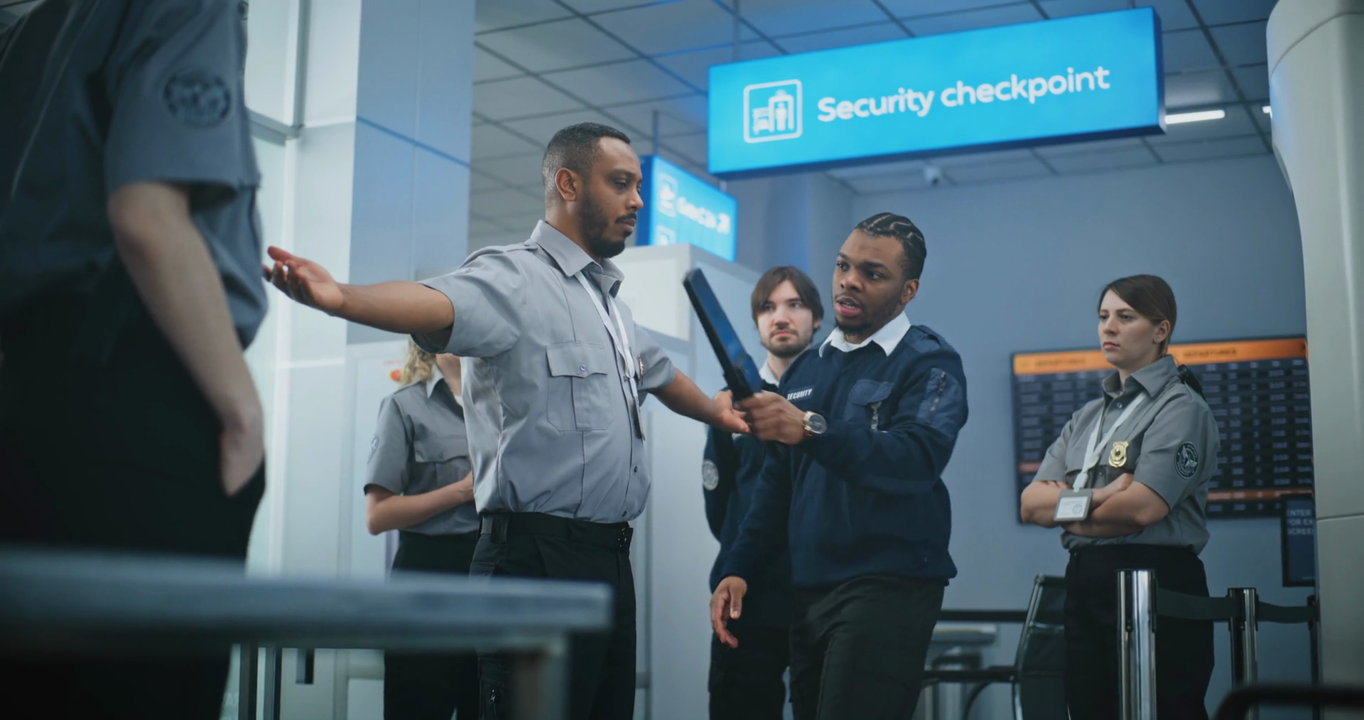Airport Security Staff: African American Tsa Stock Footage SBV ...
