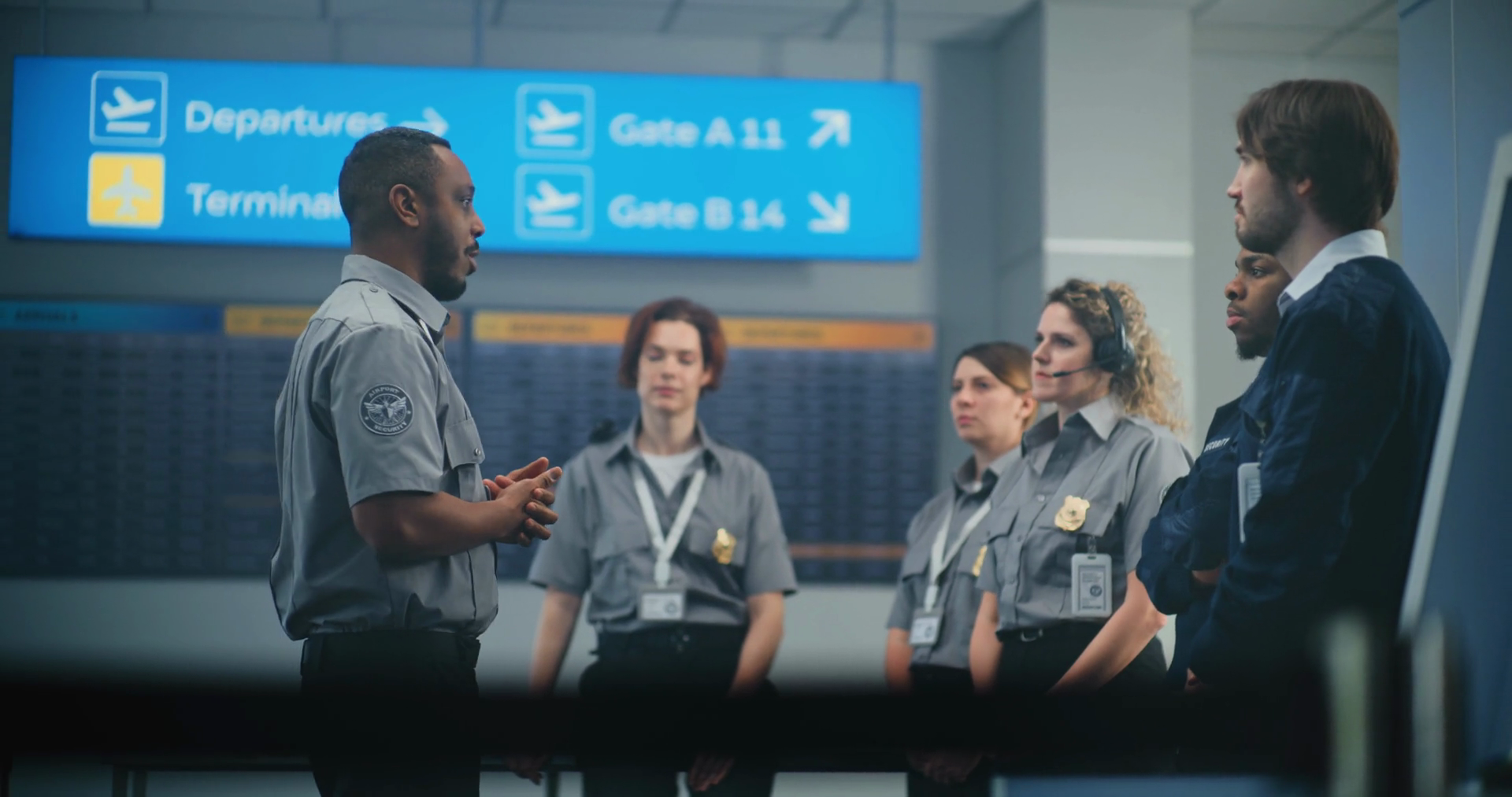 Airport Security Staff Planning Session: Stock Footage SBV-351881394 ...