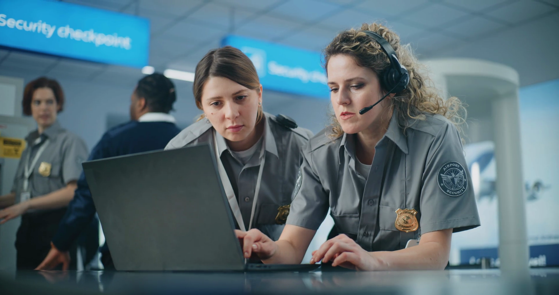 Airport Security Checkpoint: Female Security Stock Footage SBV ...
