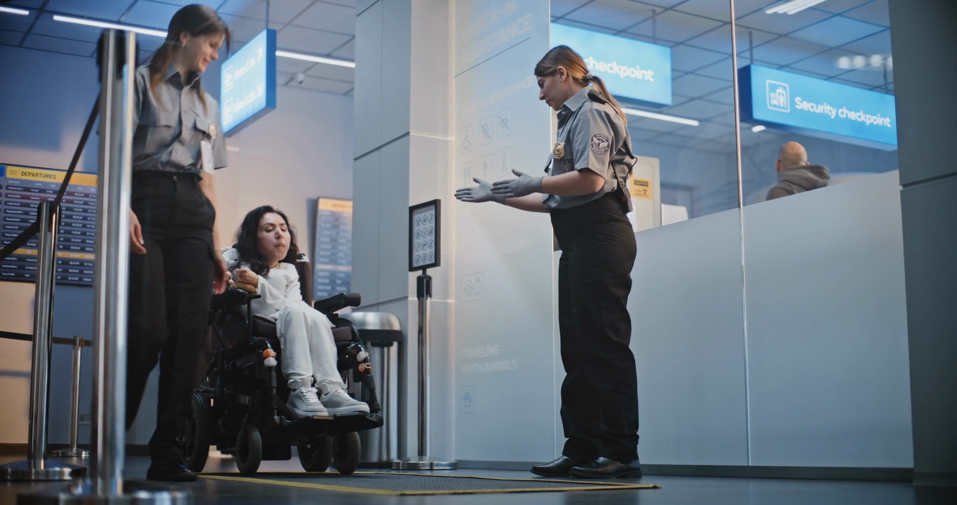 Security Checkpoint: Female Tsa Officer Stock Footage SBV-351955819 ...
