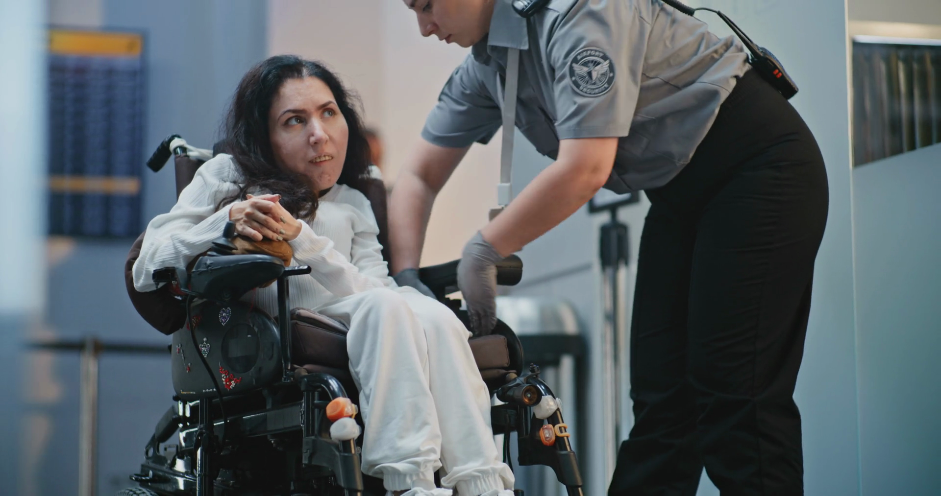 Security Checkpoint: Female Tsa Officer Stock Footage SBV-351955690 ...