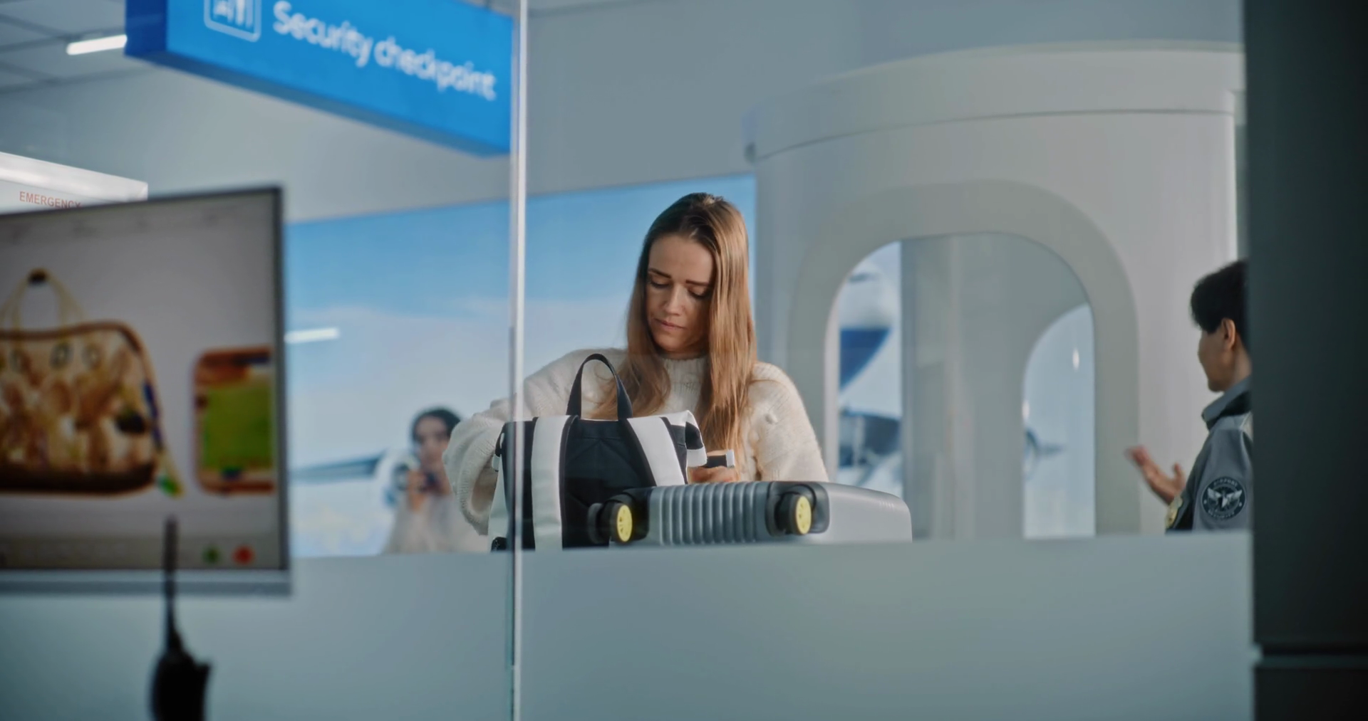 Airport Security Checkpoint: Woman During Stock Footage SBV-352003330 ...