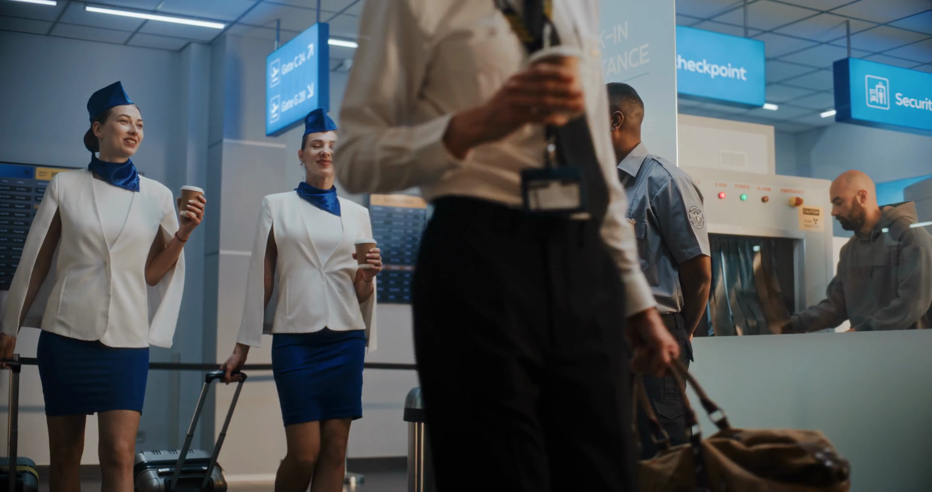 Flight Crew In Airport Terminal: Mature Stock Footage SBV-352019534 - Storyblocks