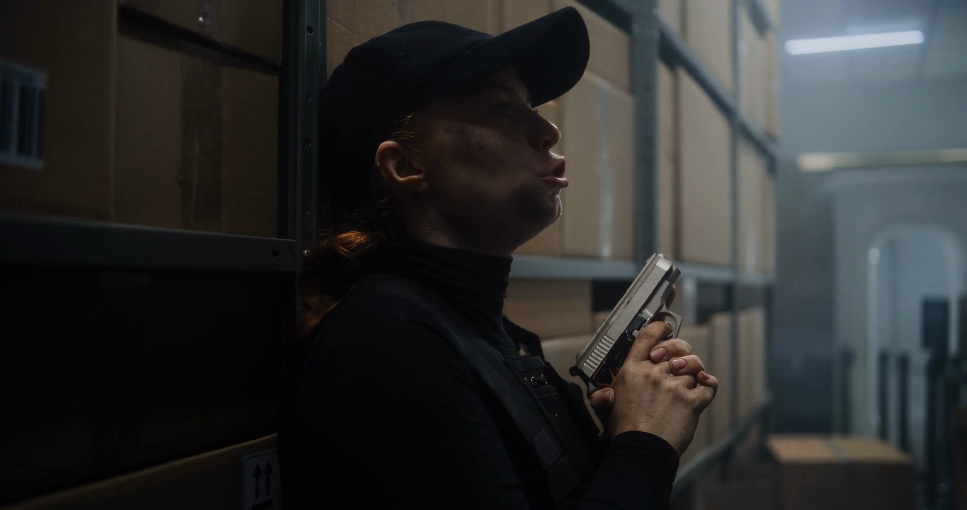 Action Movie Scene: Female Police Officer In Stock Footage SBV ...