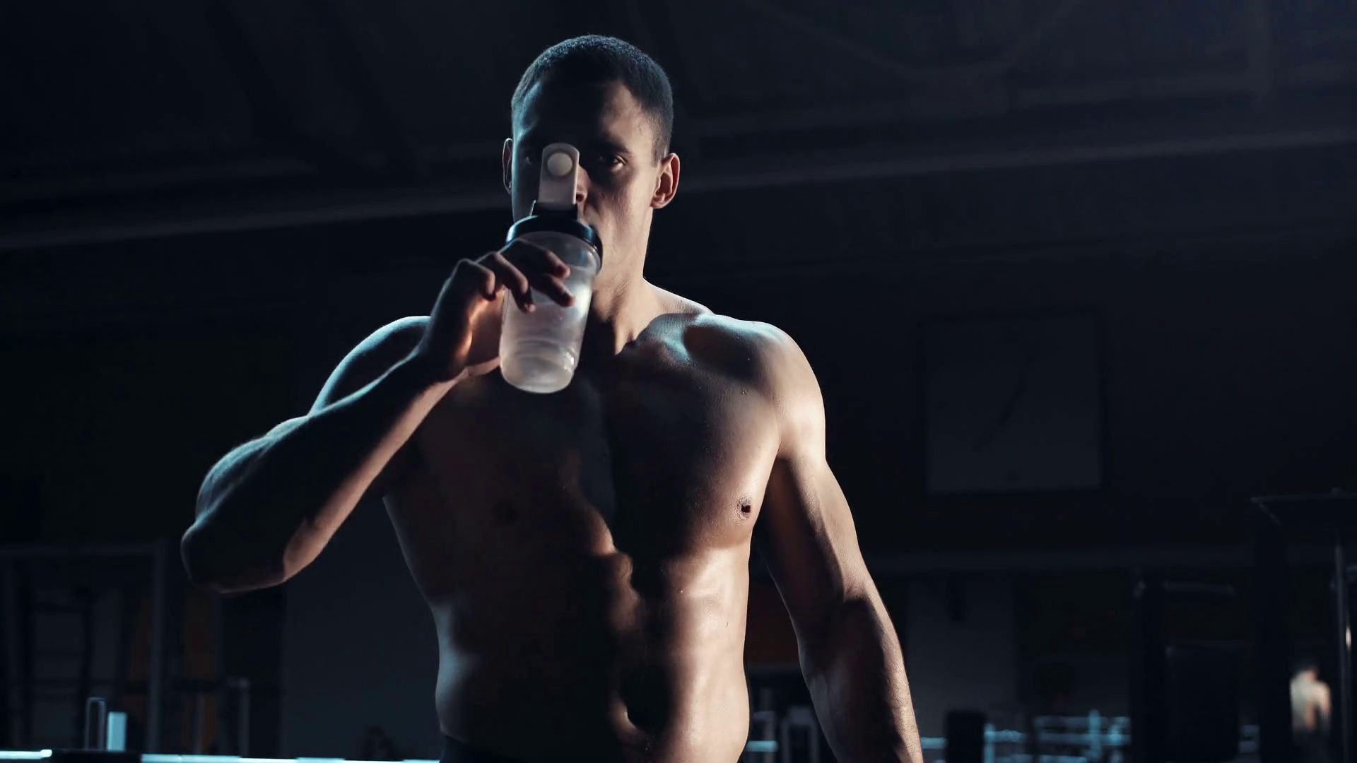 Bodybuilder With Muscular Physique Drinking Stock Footage SBV-311126381 ...