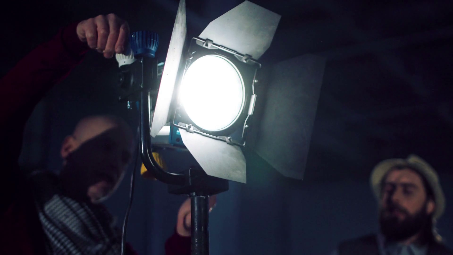 Men Filmmakers Adjusting Professional Light Stock Footage SBV-312735354 ...