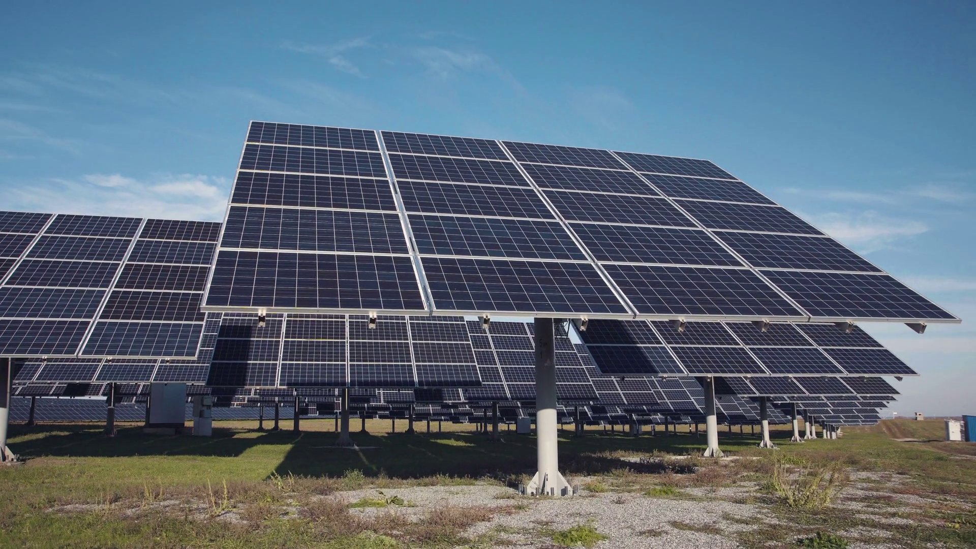 Multiple Sets Of Large Solar Panel Arrays Stock Footage SBV-310447919 ...