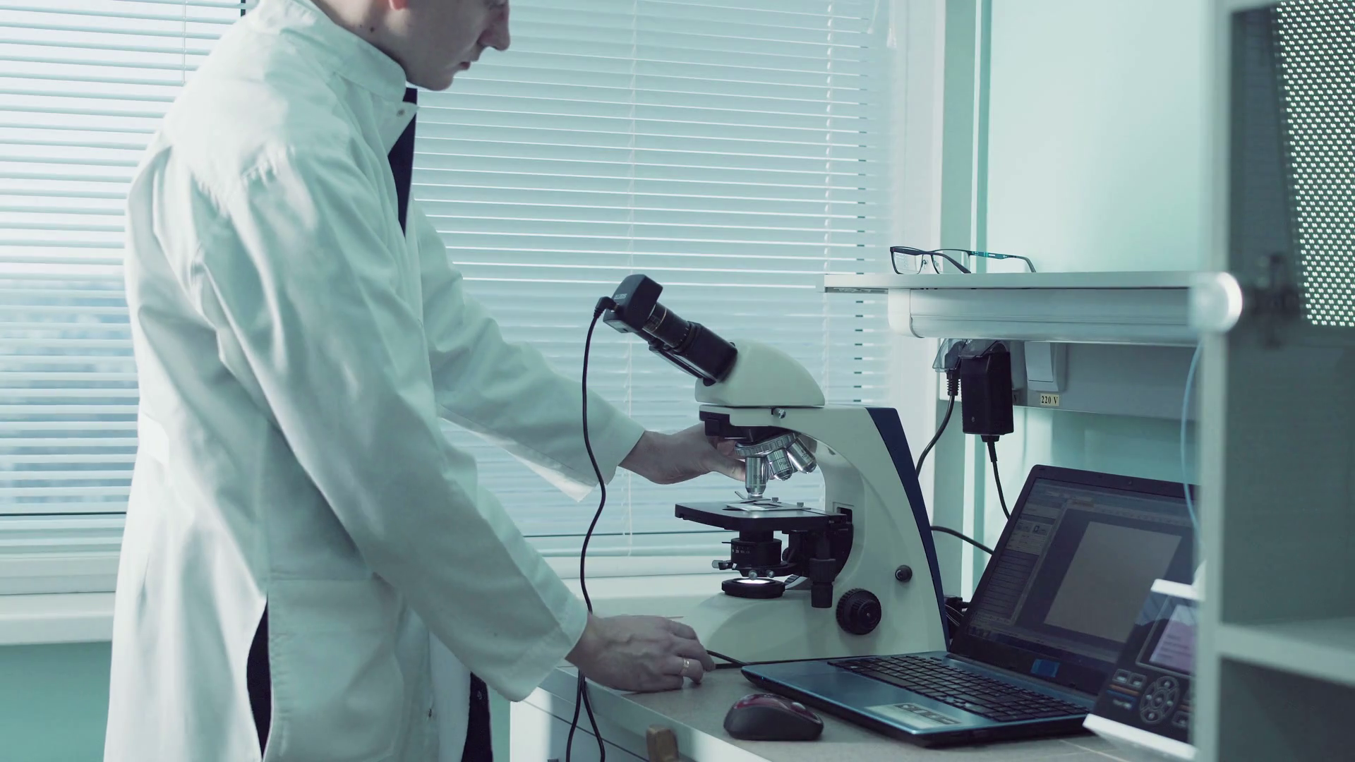 Technologist Pathologist Using Microscope In Stock Footage SBV ...