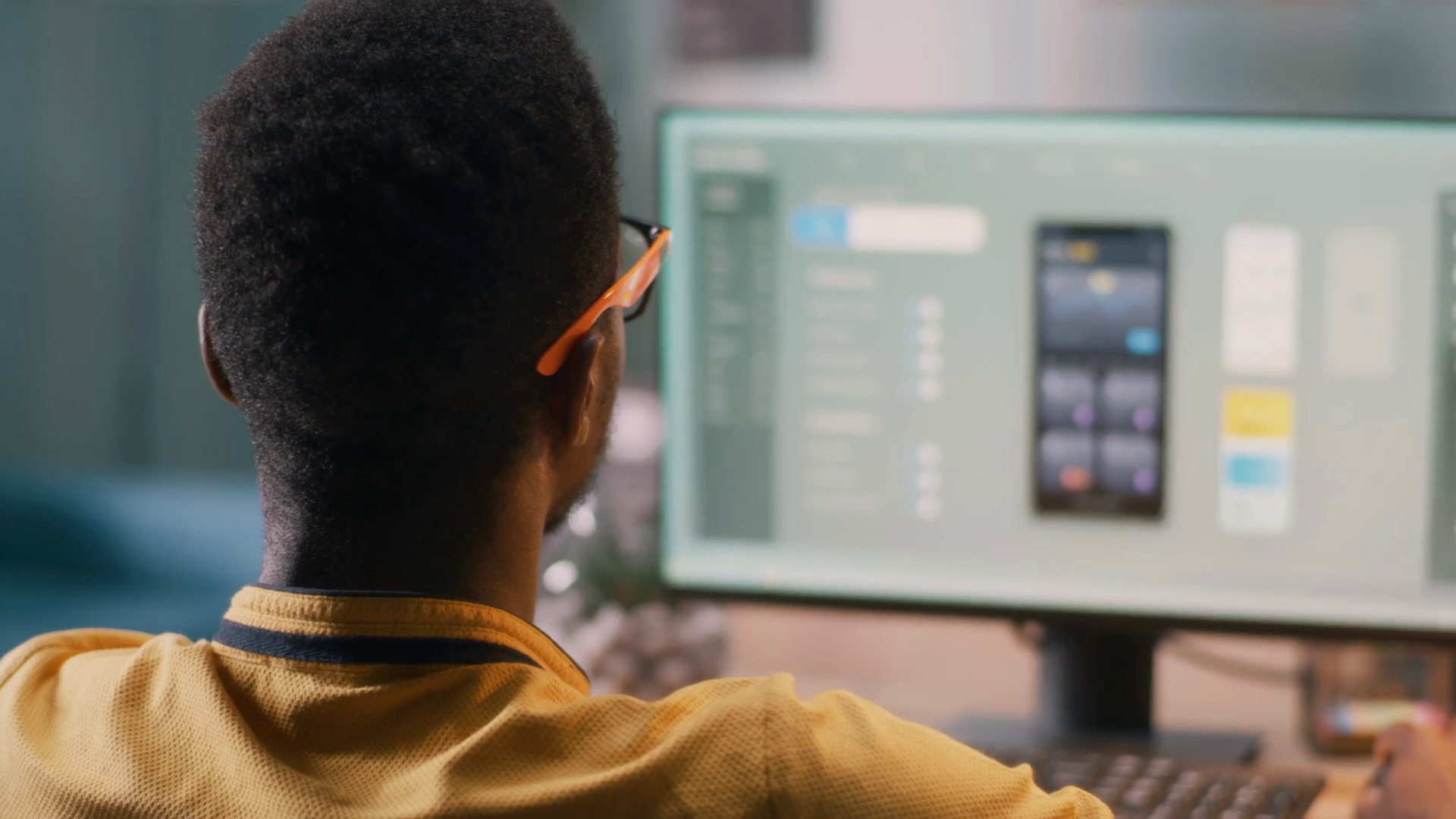 Back View Of African American Male Developer Stock Footage SBV ...