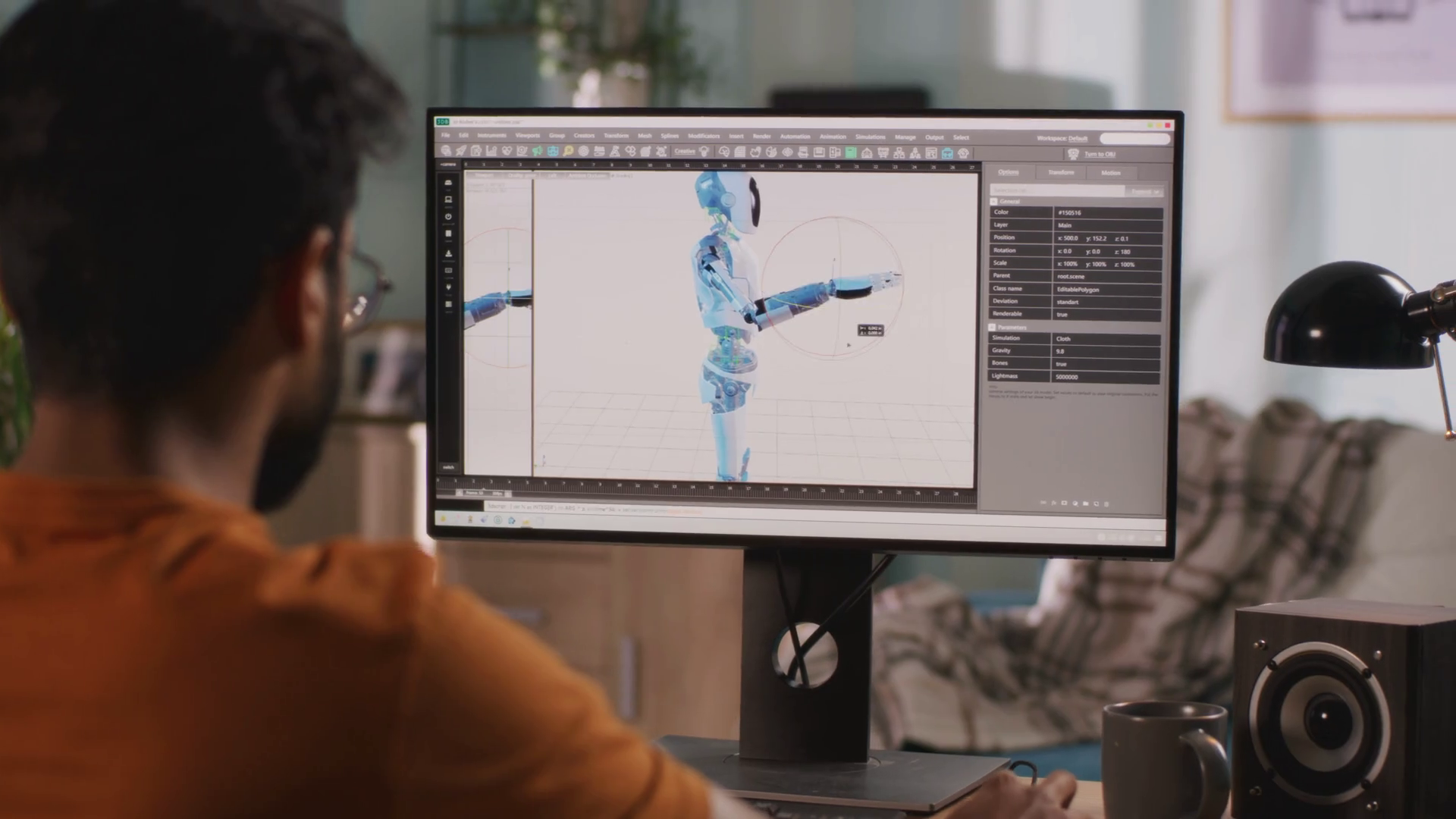 Unrecognizable Guy Creating Rendering 3d Stock Footage SBV-346696458 ...