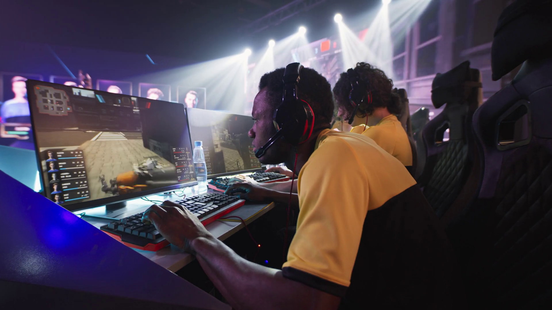 Focused Esportsman Gamer Player In Headsets Stock Footage SBV-346783198 ...