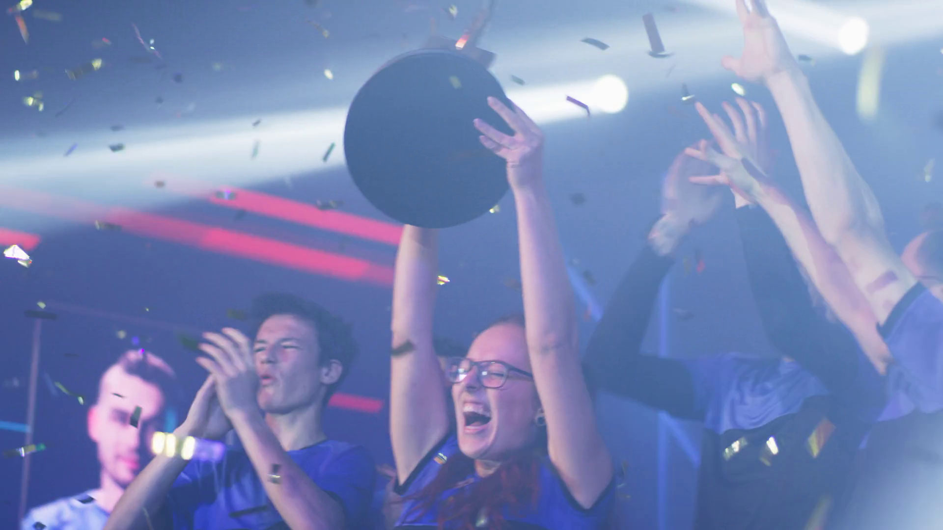 Excited Gamer Woman Professional Esportsman Stock Footage SBV-346783205 ...