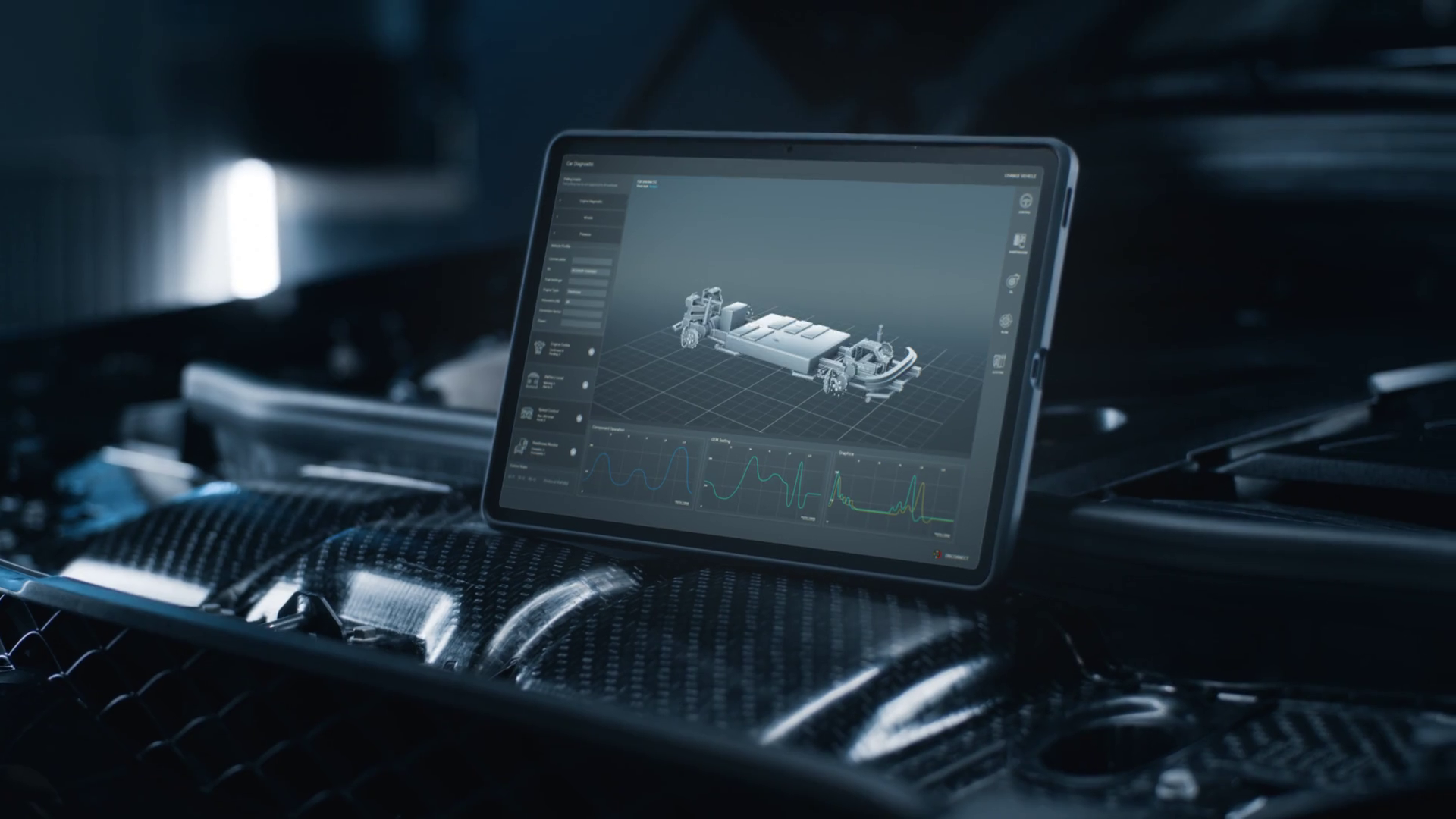 Application for remote wireless diagnostics on the screen of a tablet ...
