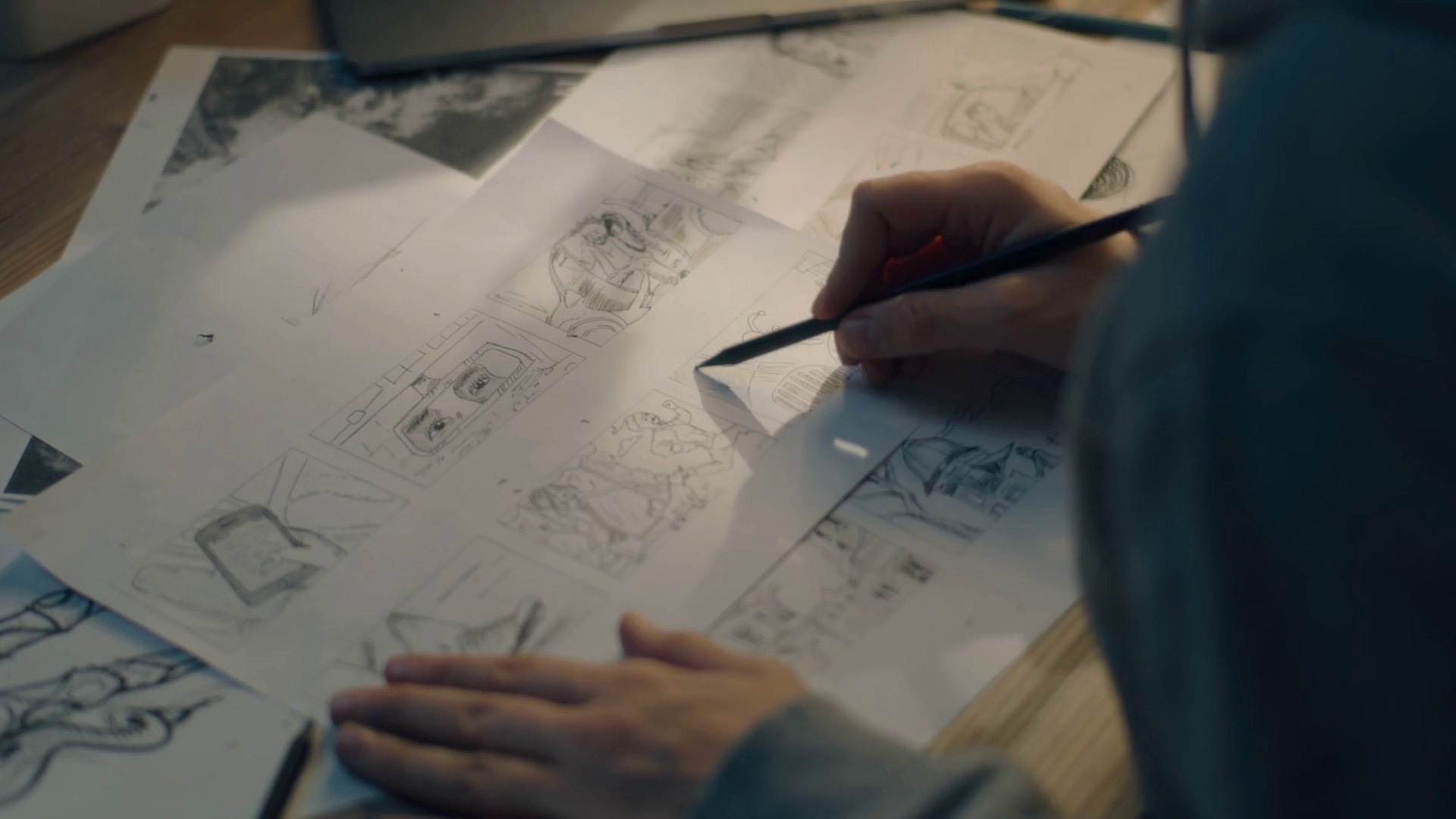 Animator Creates Sketches Cartoon Works On Stock Footage SBV-347205346 ...