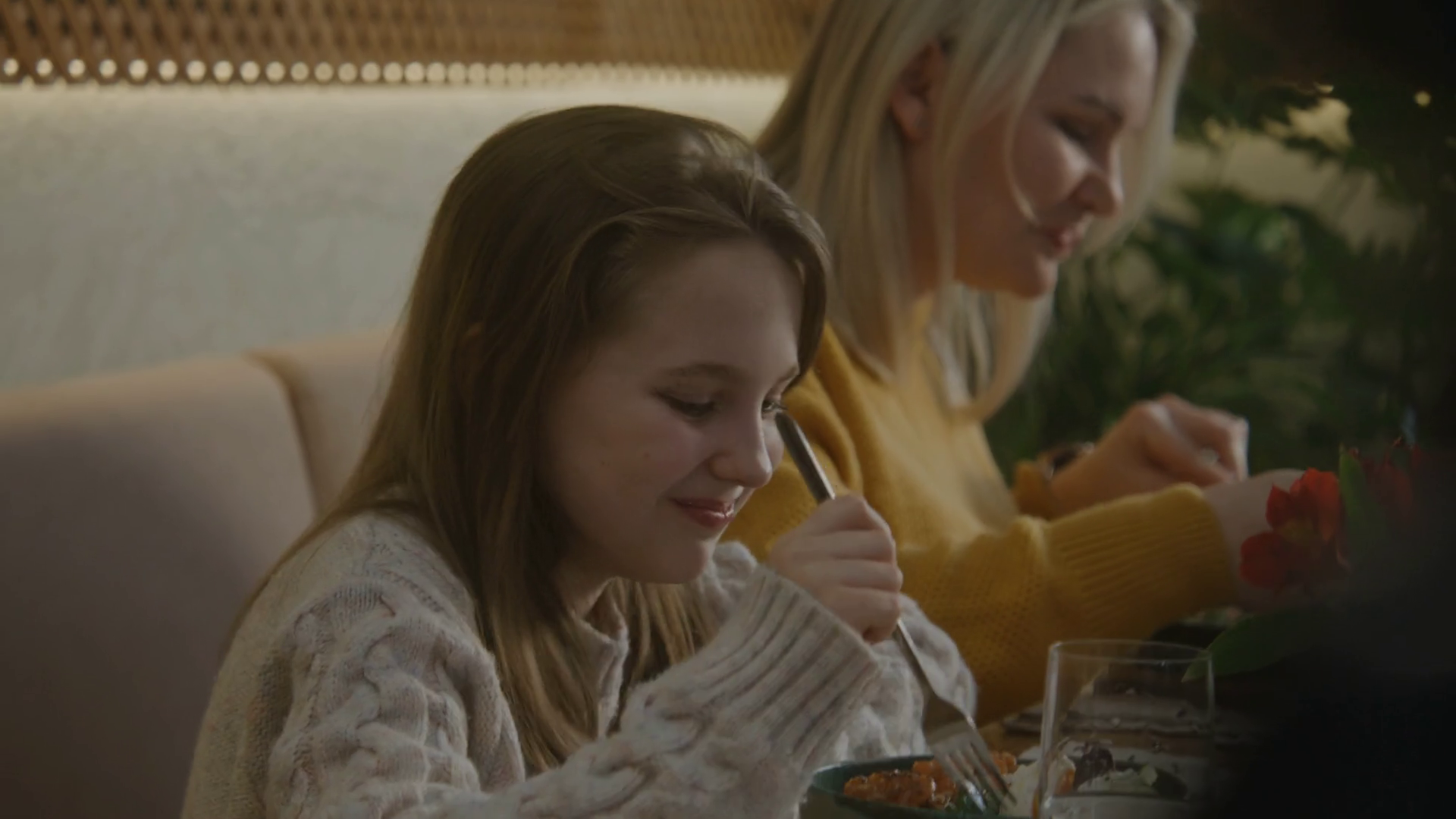 Young Girl Smiles Eats Tasty Dish On Family Stock Footage SBV-347510717 ...