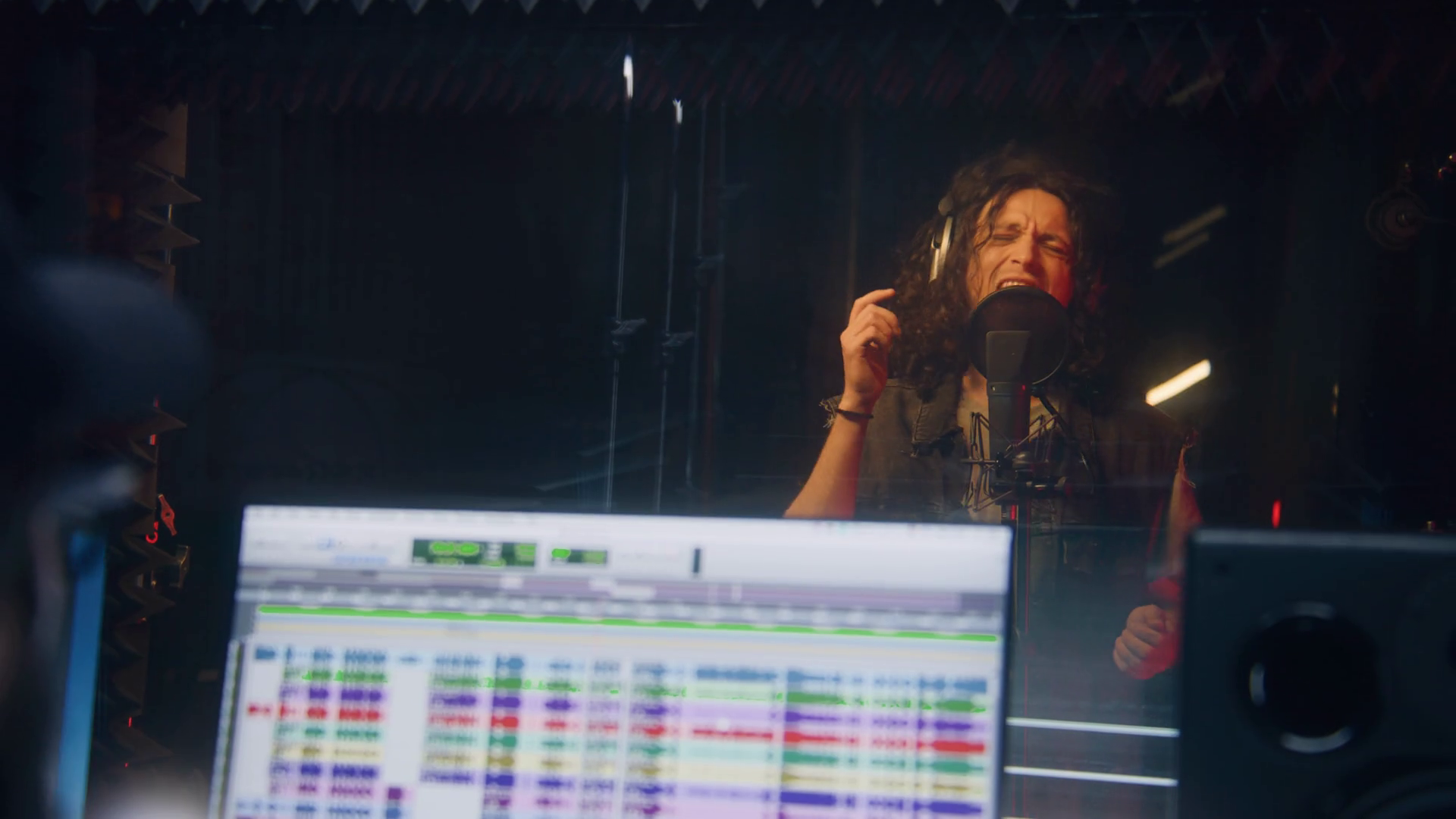 Male Singer Records Song In Soundproof Room Stock Footage SBV-347565646 ...