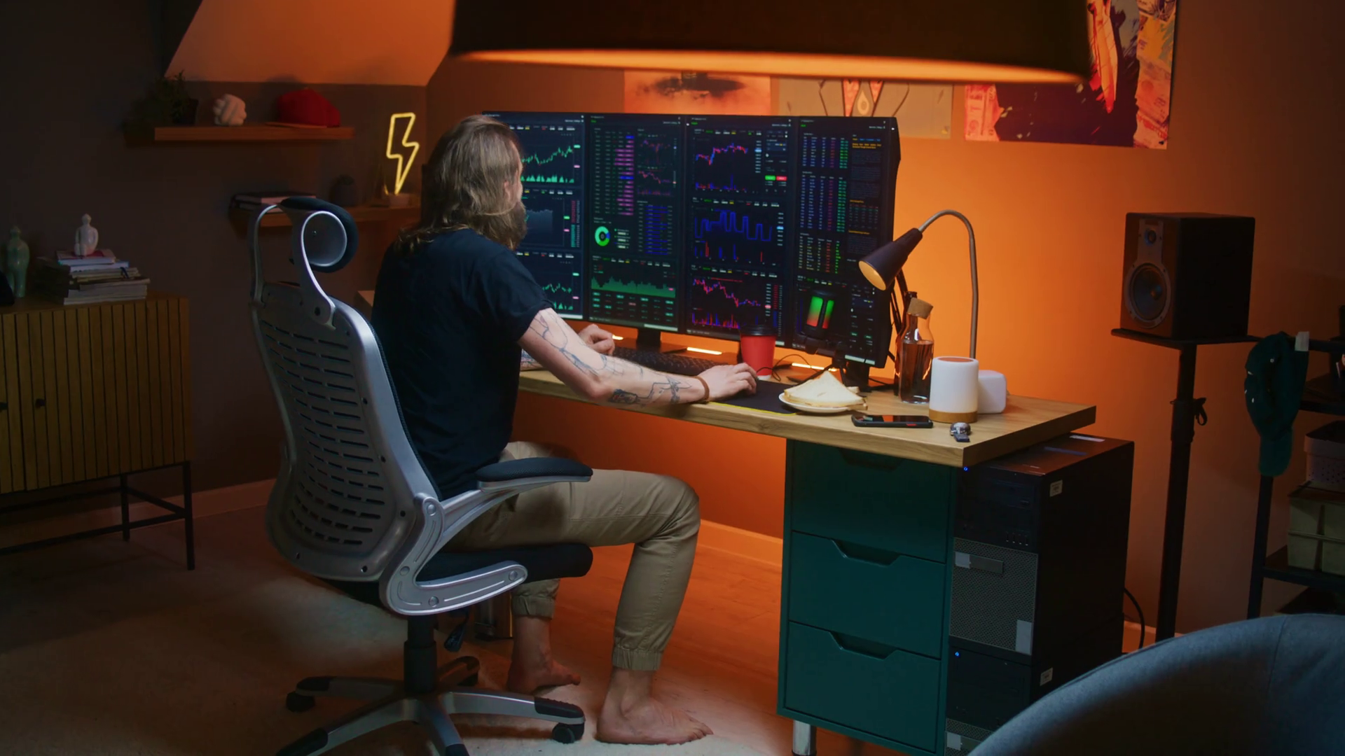 Male Stock Trader Watches Real-time Stocks Stock Footage SBV-347727445 ...