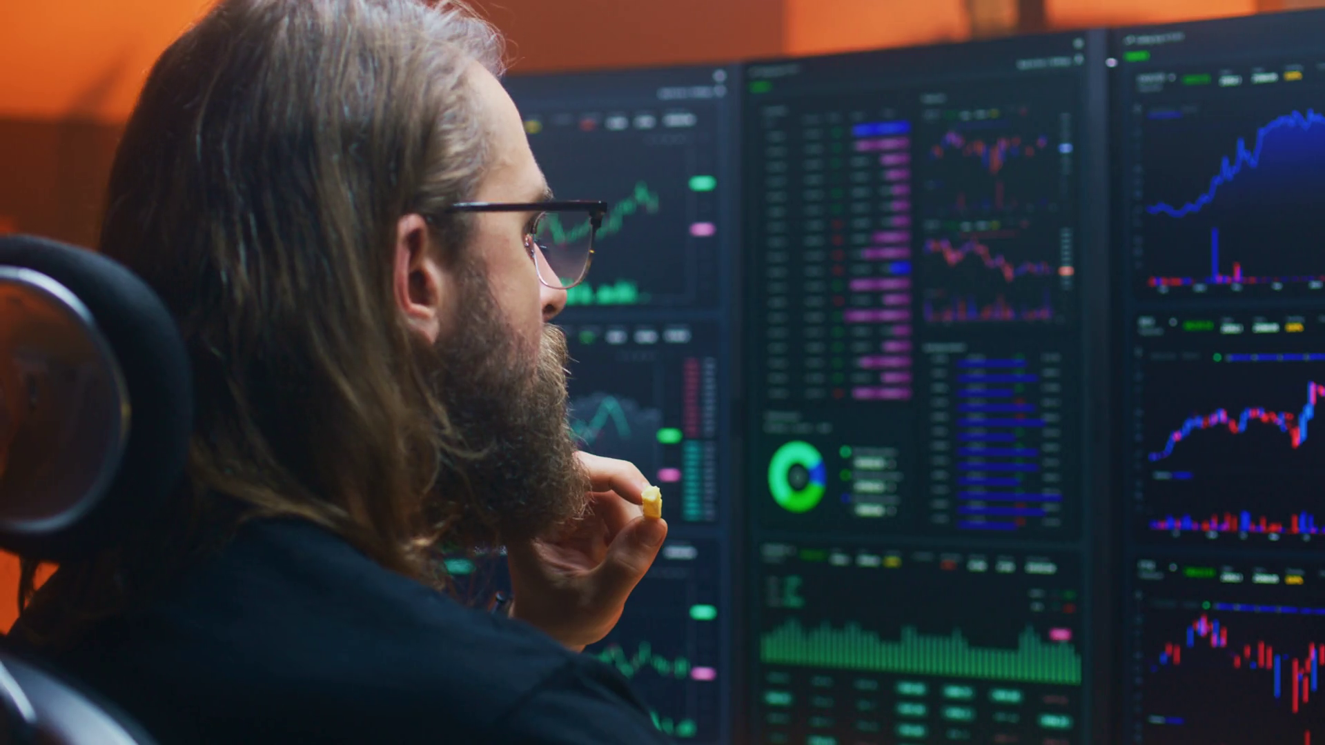 Male Trader Watches Real-time Stocks Stock Footage SBV-347735060 ...